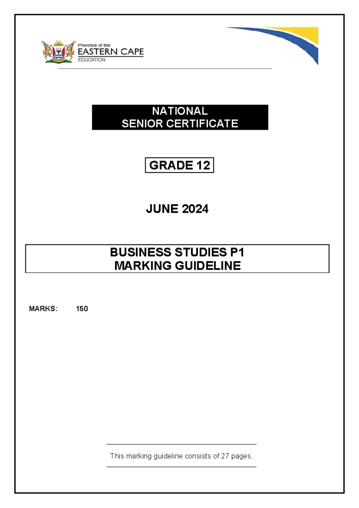 Business Studies P1 GR12 June 2024 Question Paper & Marking Guidelines ...