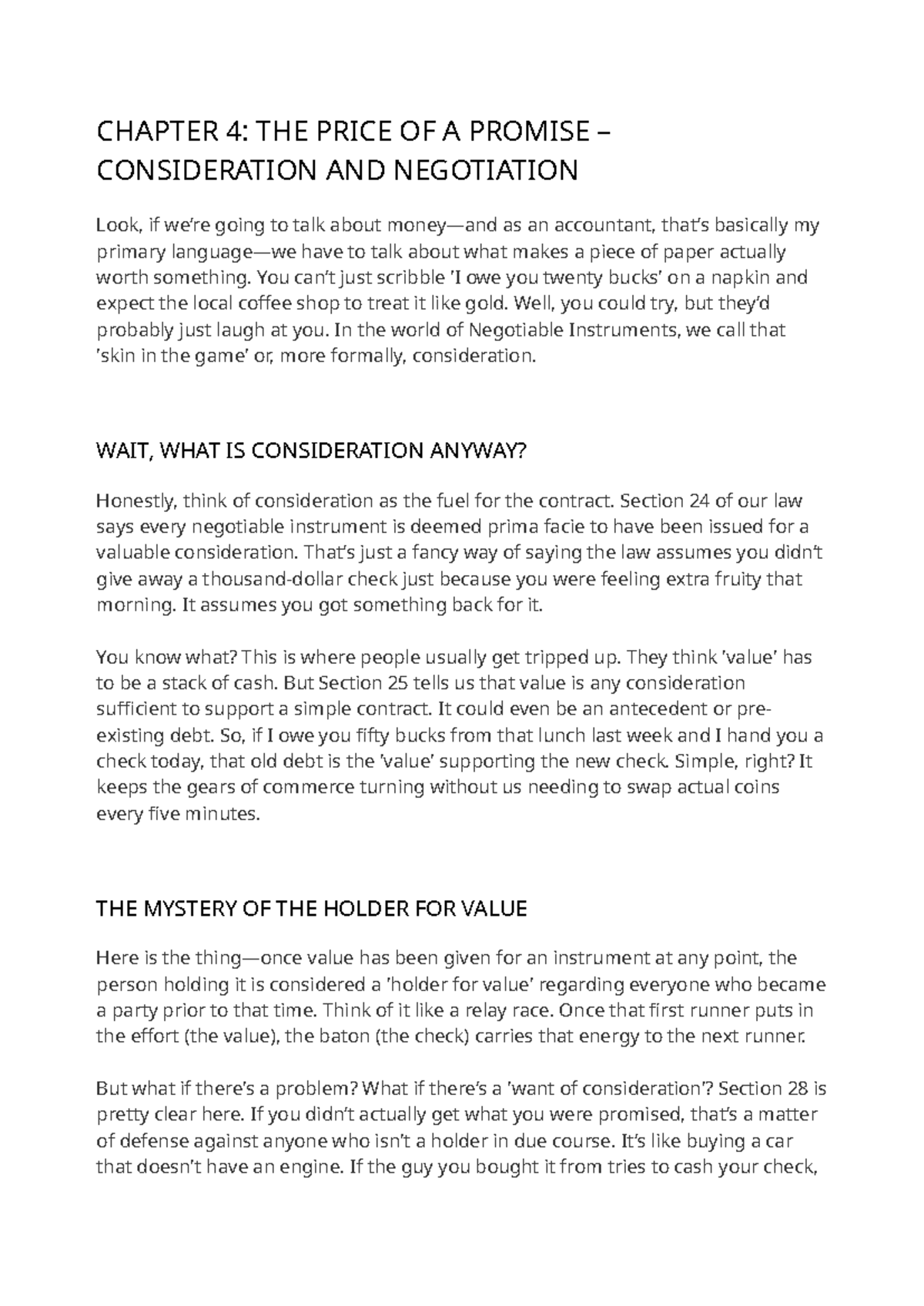 CHAPTER 4: CONSIDERATION & NEGOTIATION IN ACCOUNTING - Studocu