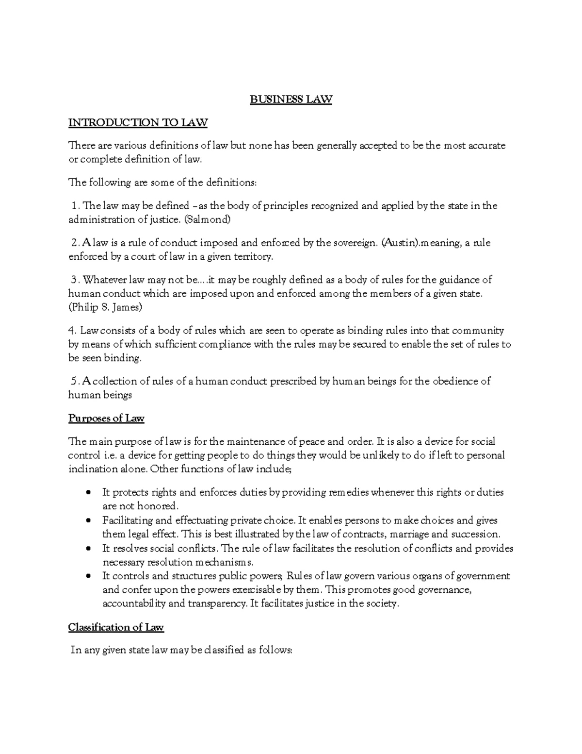 Sources OF LAW - Lecture notes 1 - THE SOURCES OF LAW IN KENYA LESSON ...