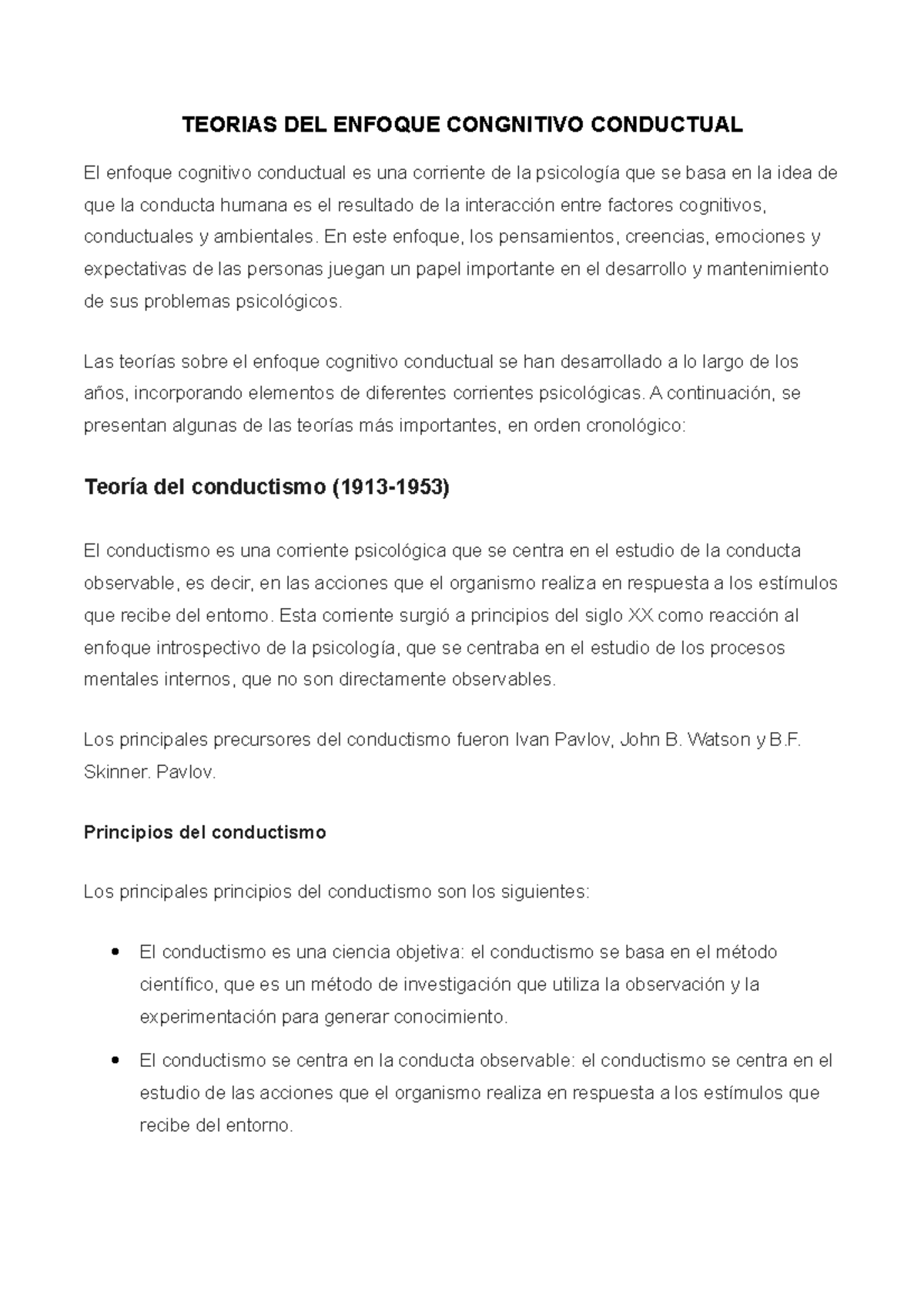 Teorías del Enfoque Cognitivo Conductual: Perspectivas y Aplicaciones ...