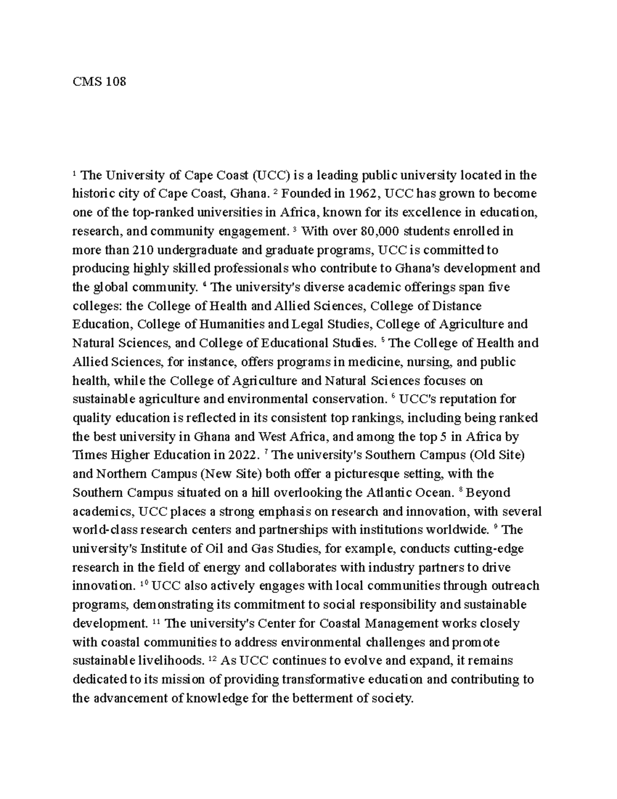 CMS 108 - Practice Test on Paragraph Analysis and UCC Overview - Studocu