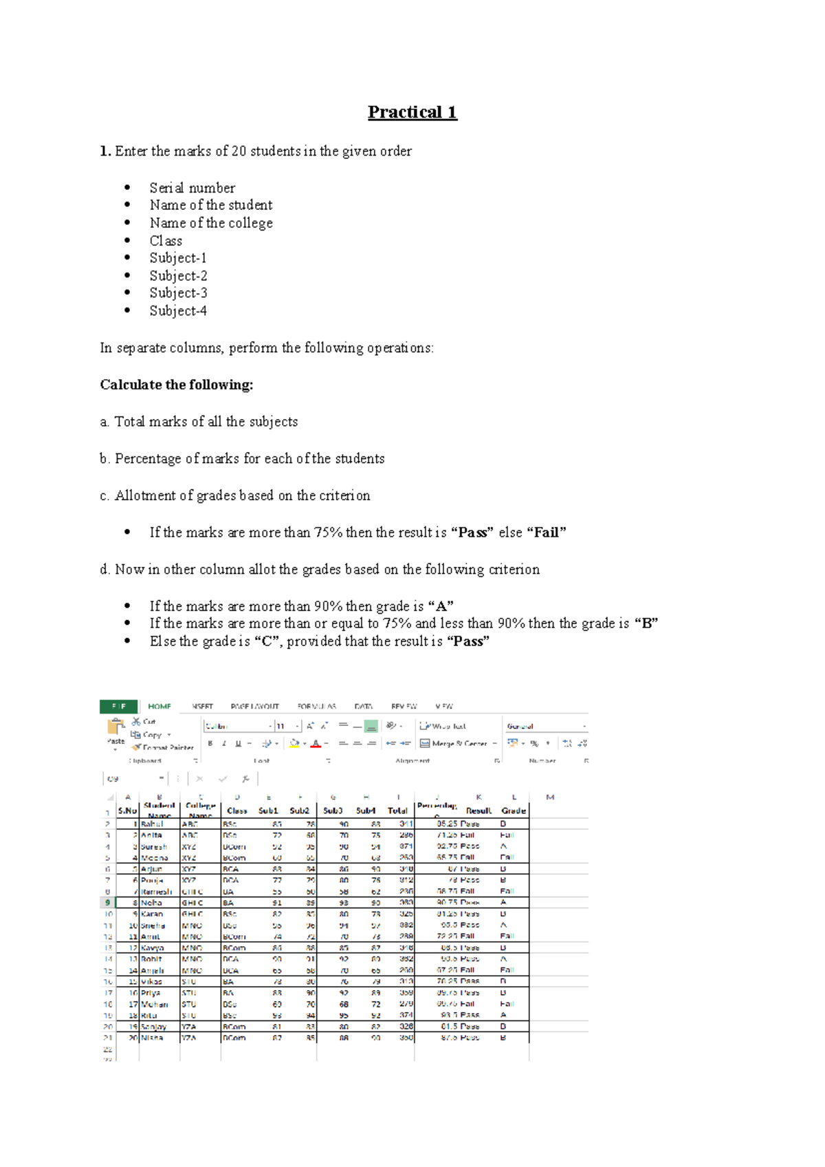 Practical 1: Student Marks Calculation and Grade Allotment - Studocu