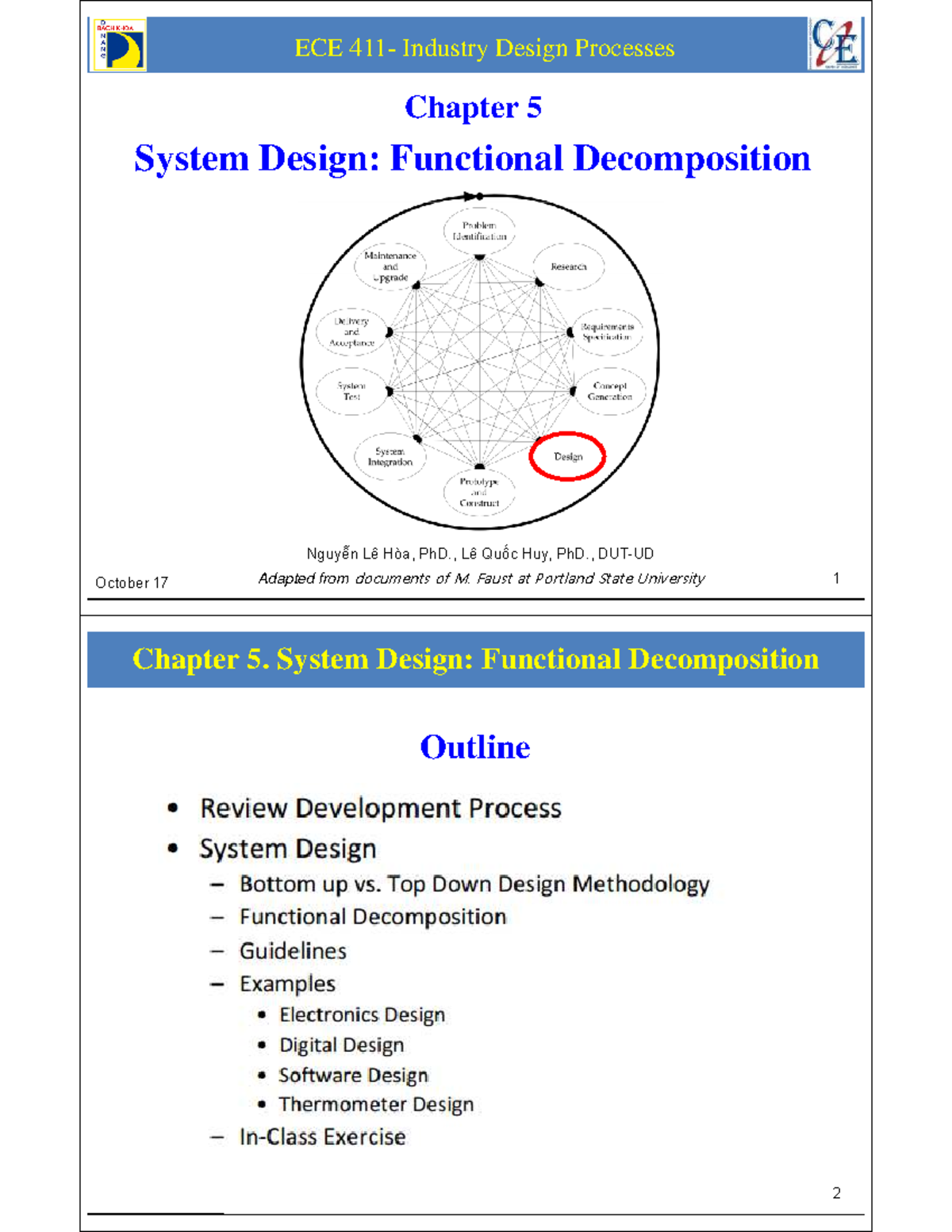 ECE 123 Final Exam: Chapter 5 System Design - Functional Decomposition ...