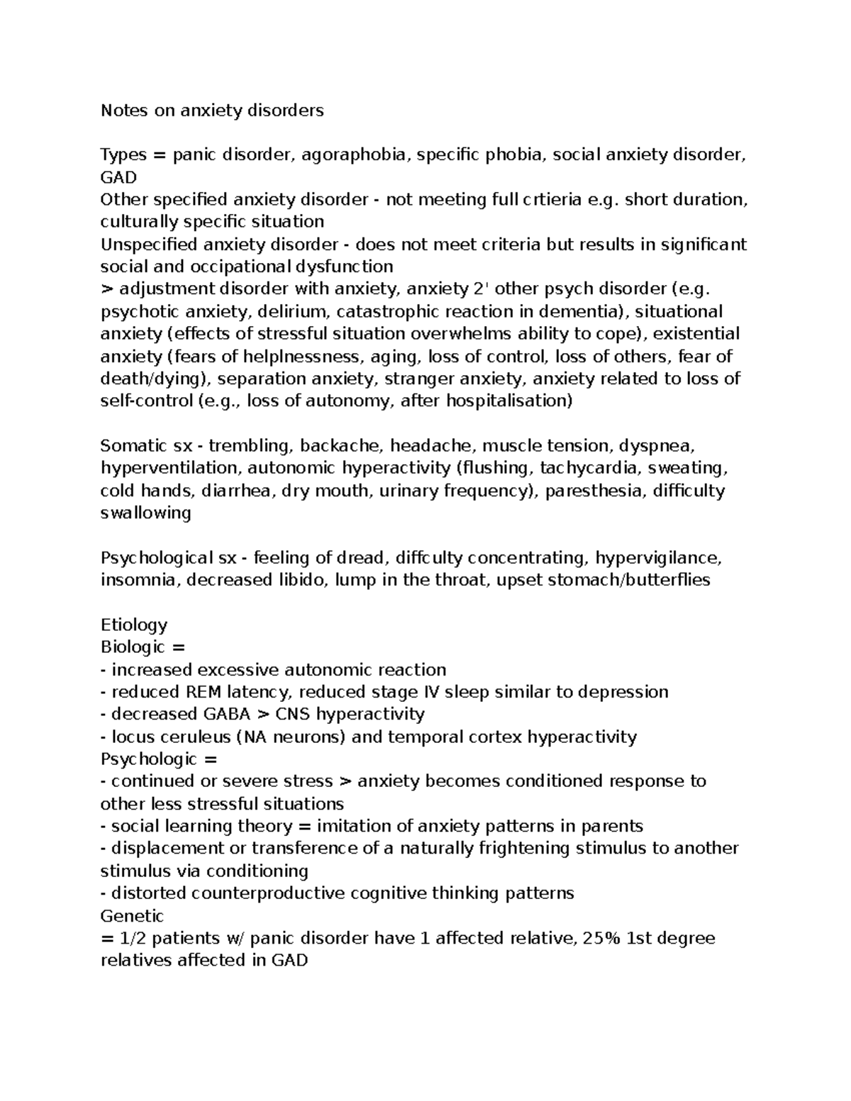 Anxiety Disorders Overview: Types, Symptoms, and Treatments - Studocu