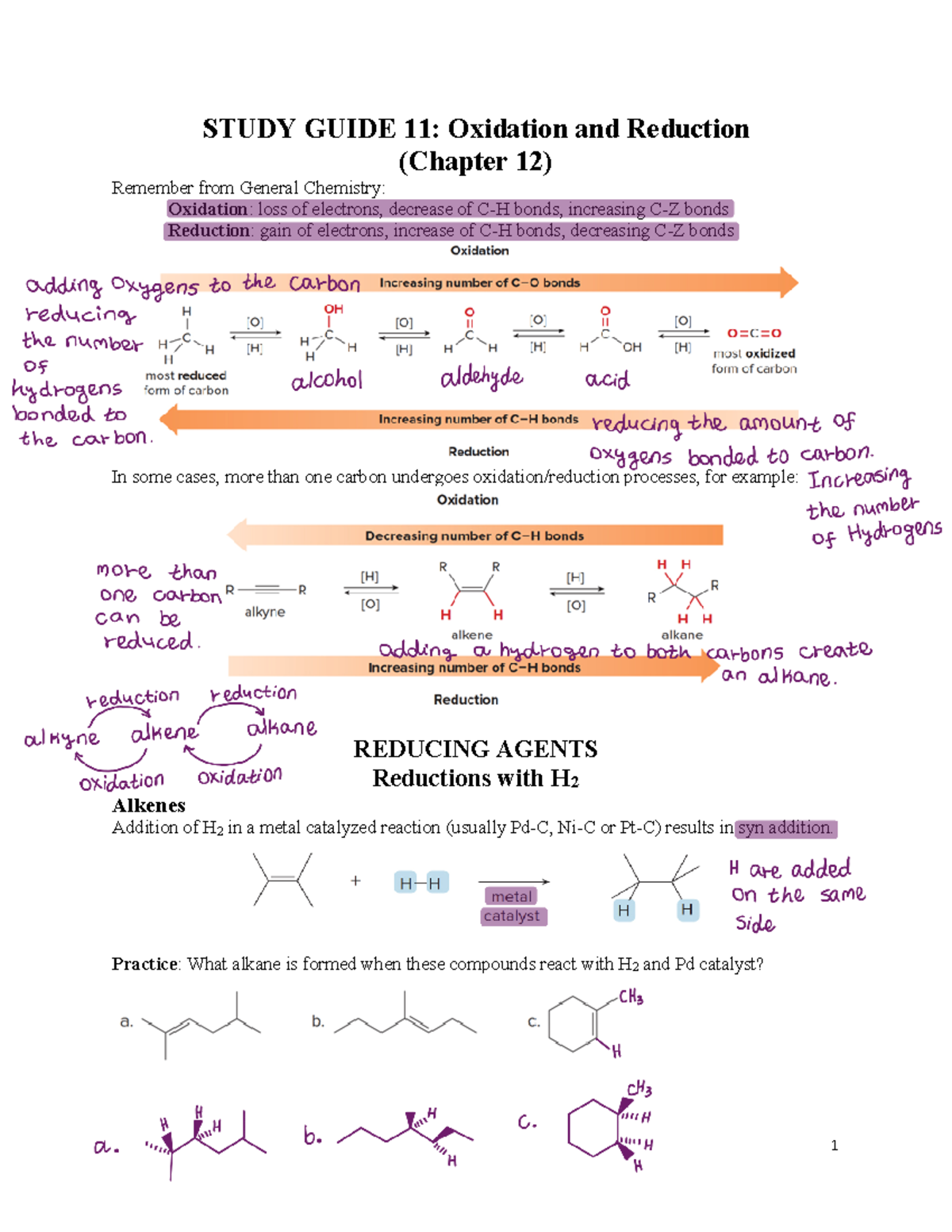 Organic Chemistry Reactions Study Guide