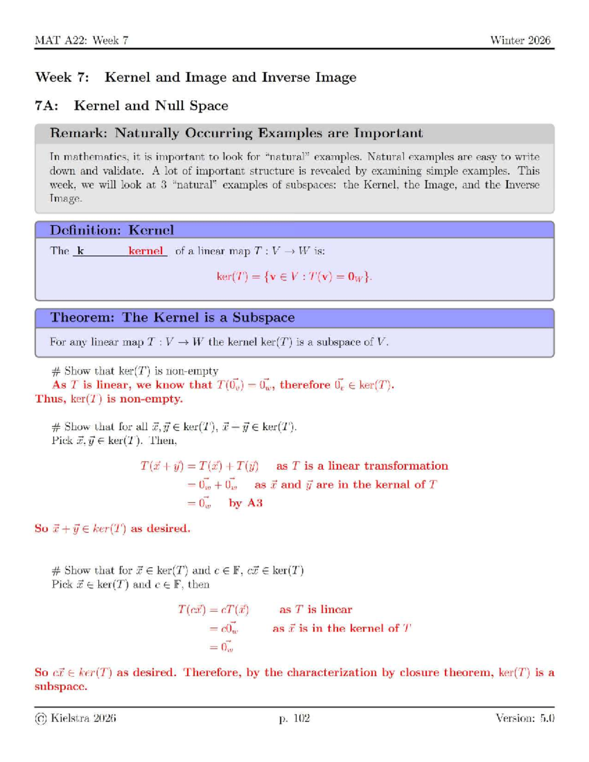 MAT A22: Week 7 Winter 2026 - Kernel, Image, and Inverse Image Concepts ...