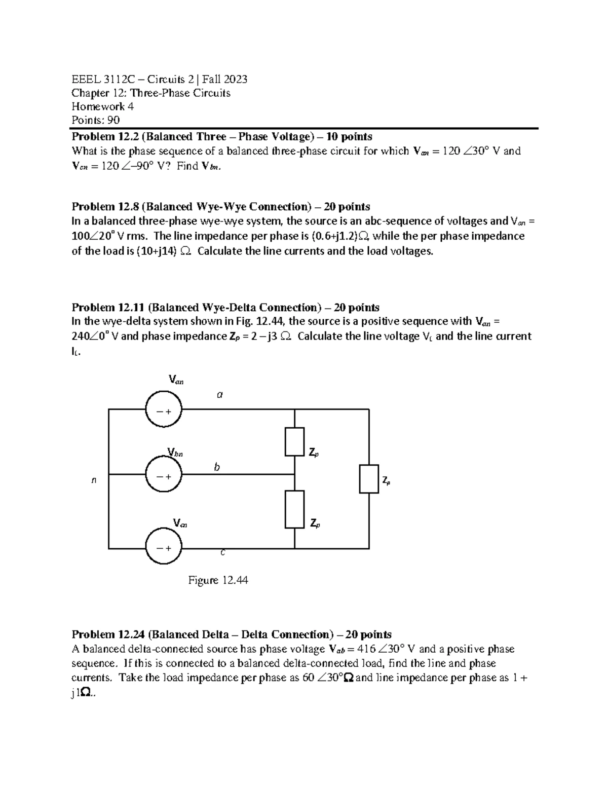 EEEL 3112C - Circuits 2: Solutions for Homework 4 (Fall 2023) - Studocu