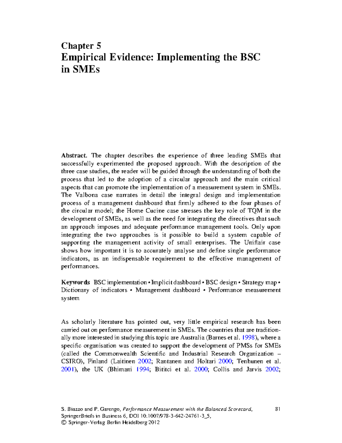 Chapter 5: Empirical Evidence on BSC Implementation in SMEs (C2) - Studocu