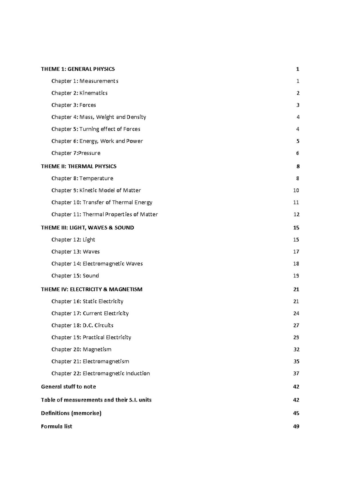 Physics Olvl Notes - THEME 1: GENERAL PHYSICS Chapter 1: Measurements ...