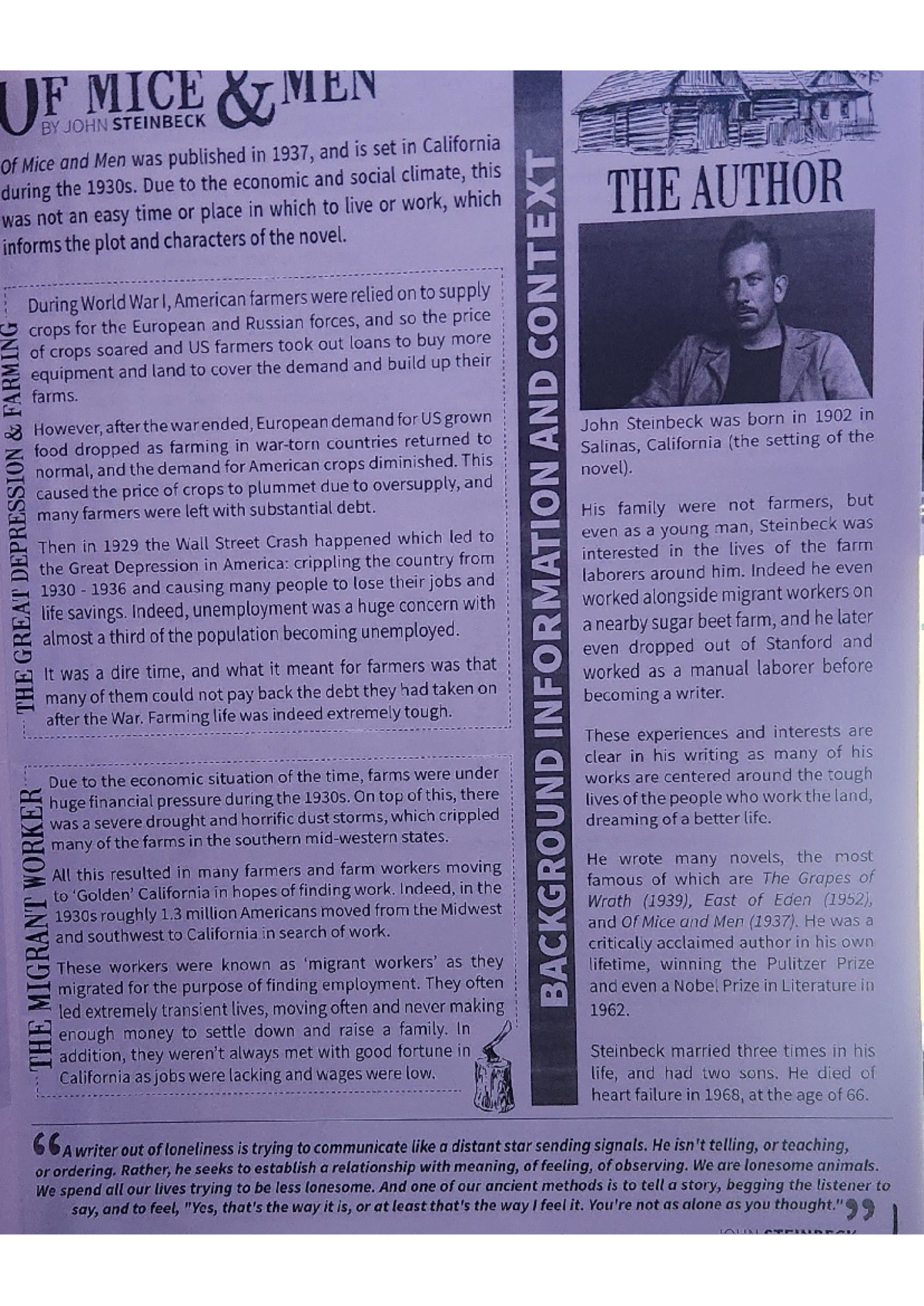 UF MICE: Of Mice and Men Student Workbook - Background and Context ...