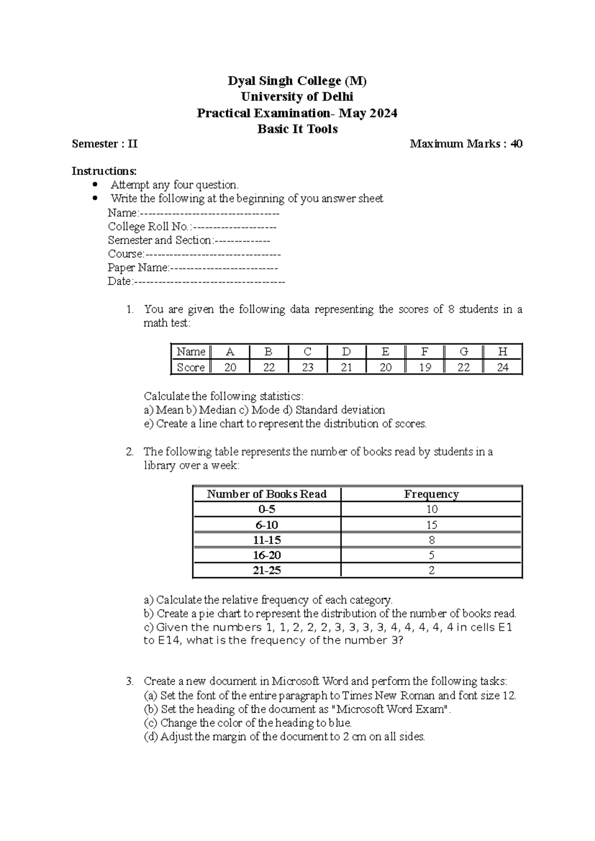 Basic IT Tools Practical Exam - Dyal Singh College II - Studocu