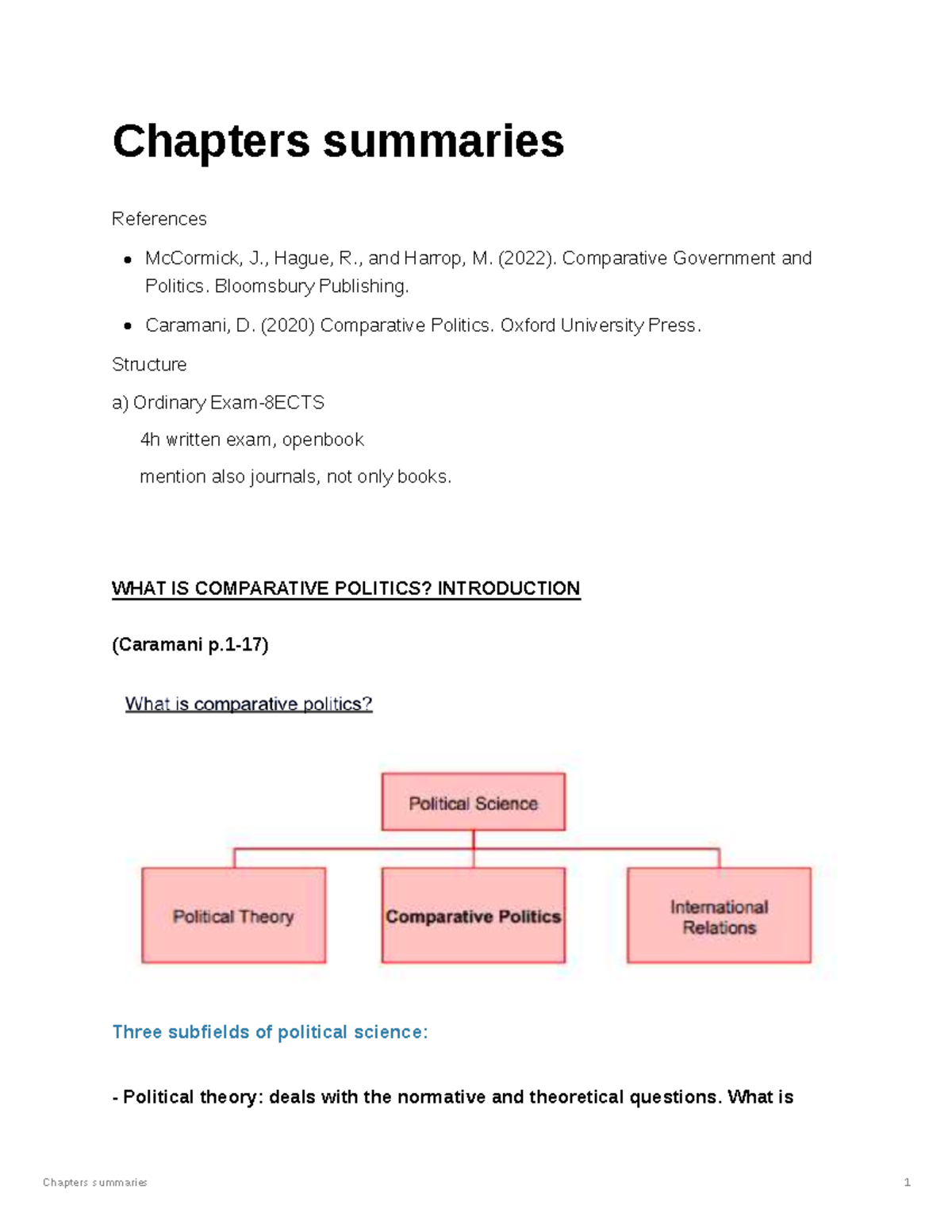 Chapters Summaries: Comparative European Politics Overview - Studocu