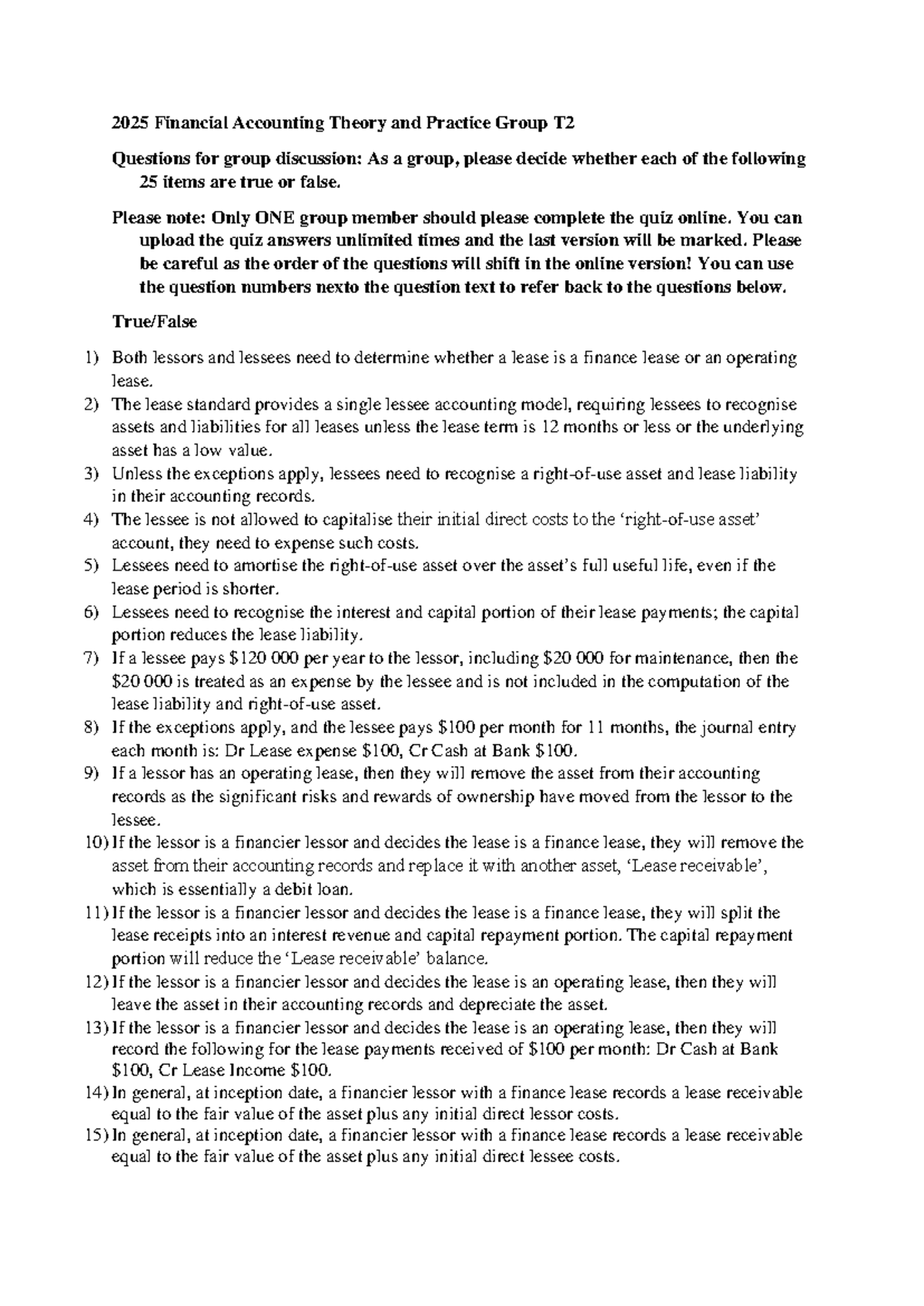 2025 T2 Questions 2025 Financial Accounting Theory And Practice Group