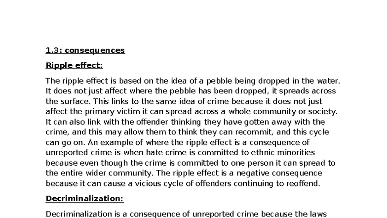 1.3: Consequences of Unreported Crime and the Ripple Effect - Studocu