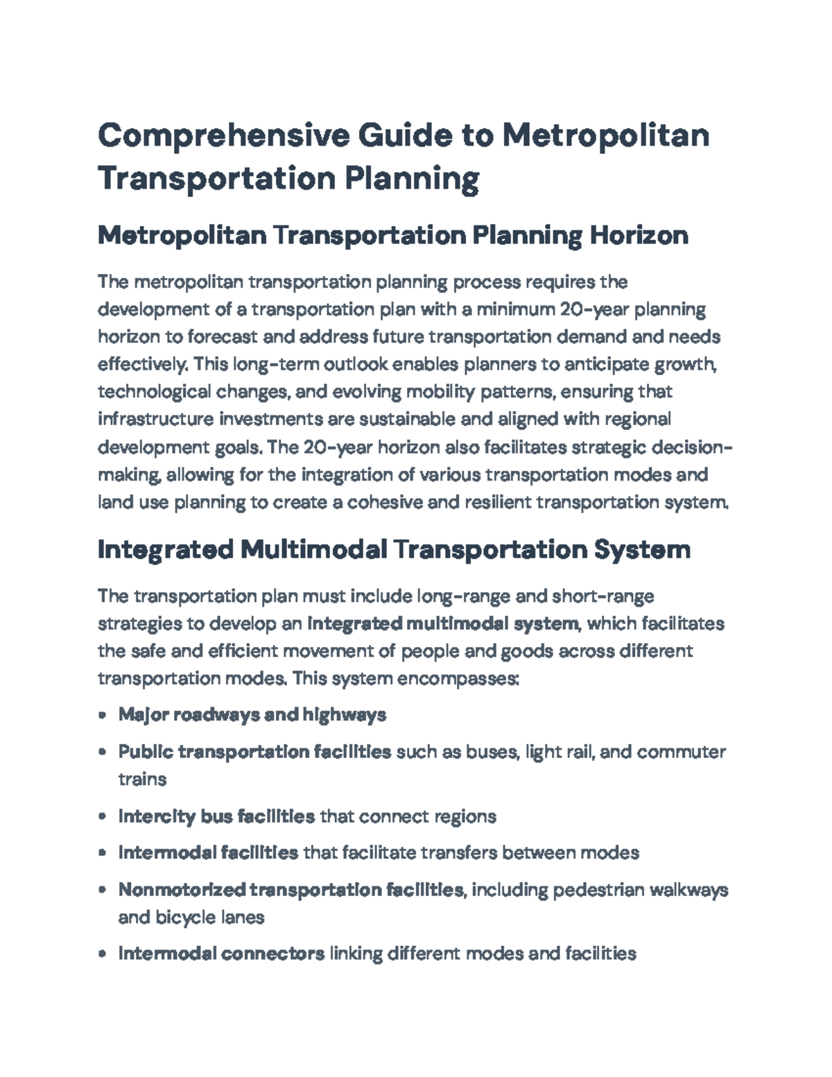 Comprehensive Guide to Metropolitan Transportation Planning Strategies ...
