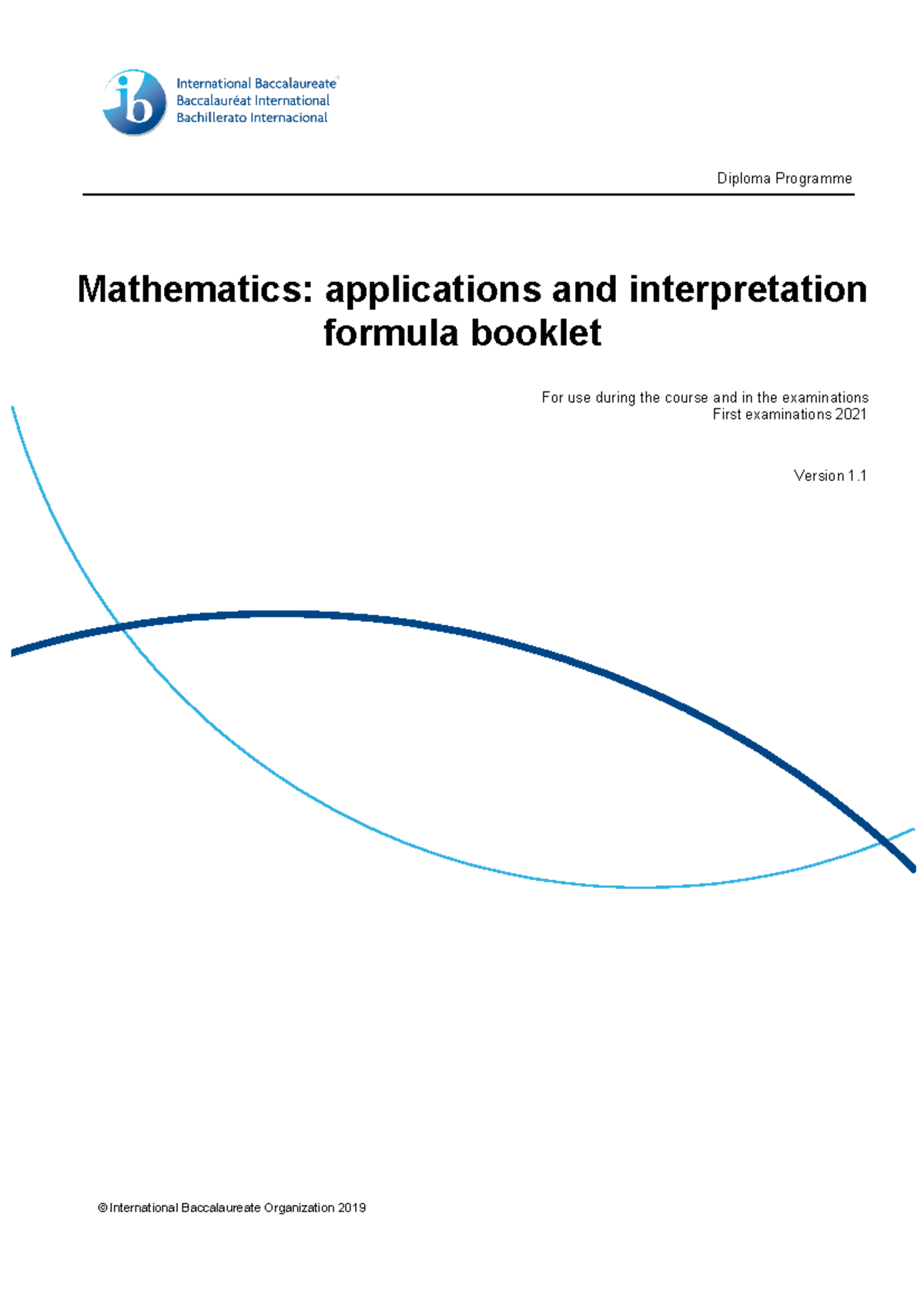 IB Math Applications & Interpretation Formula Booklet (2021) - Studocu