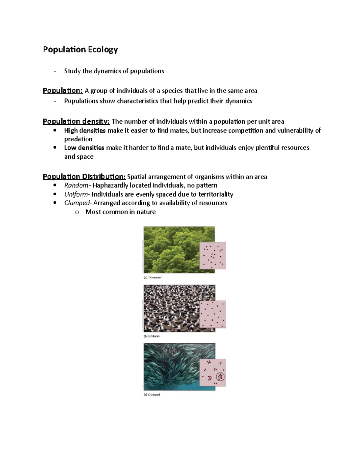Environmental Science - Population Ecology Dynamics Notes - Studocu