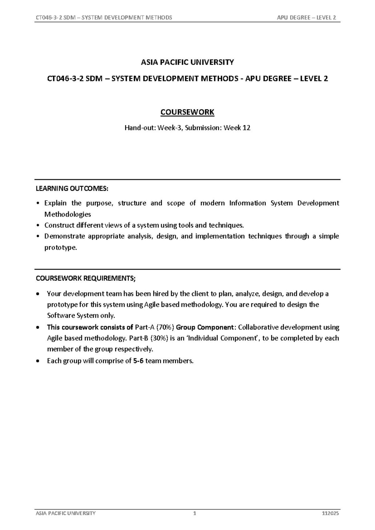SDM SYSTEM DEVELOPMENT METHODS APU DEGREE LEVEL 2 CASE STUDY: AMS ...