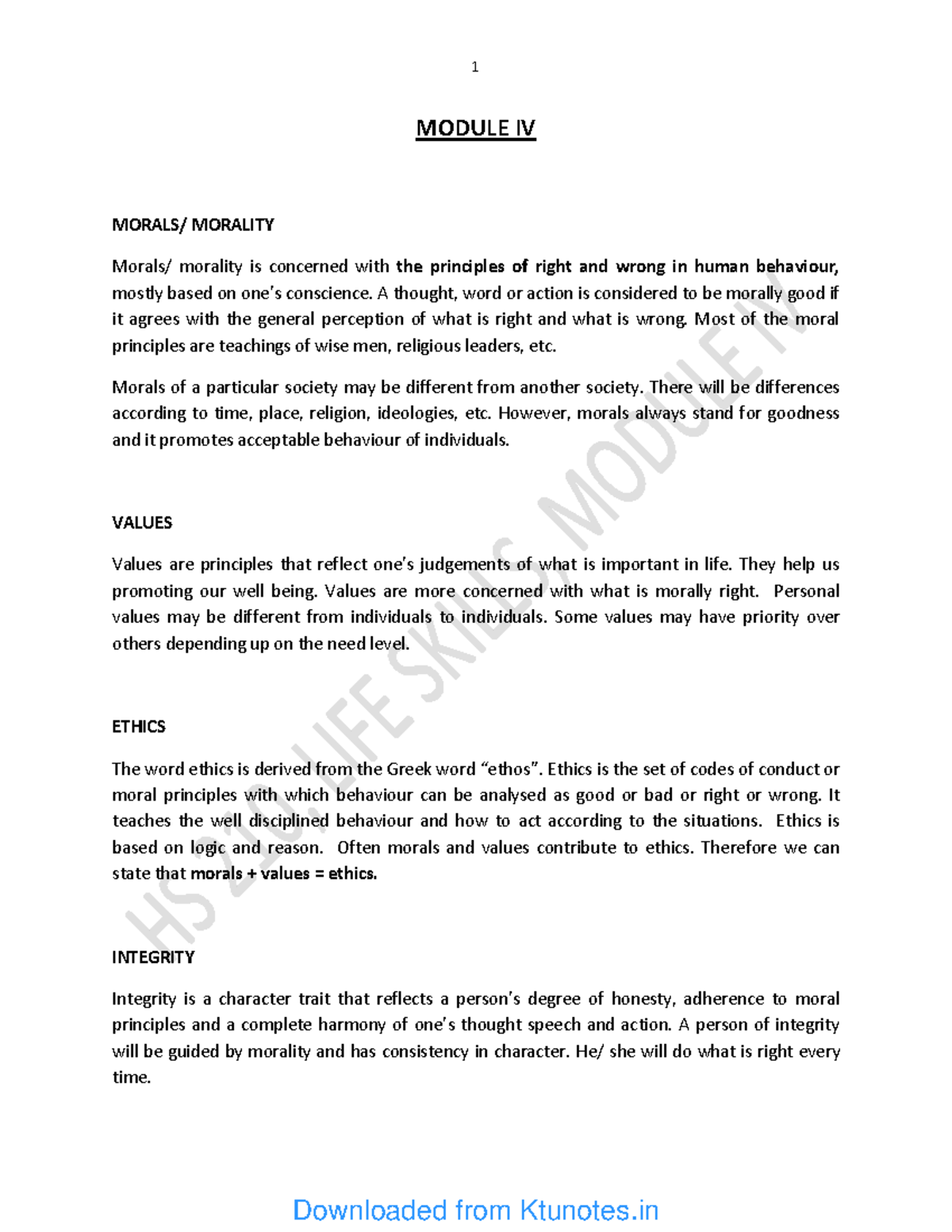 Life Skills - Module 4: Understanding Morality, Values, and Ethics ...