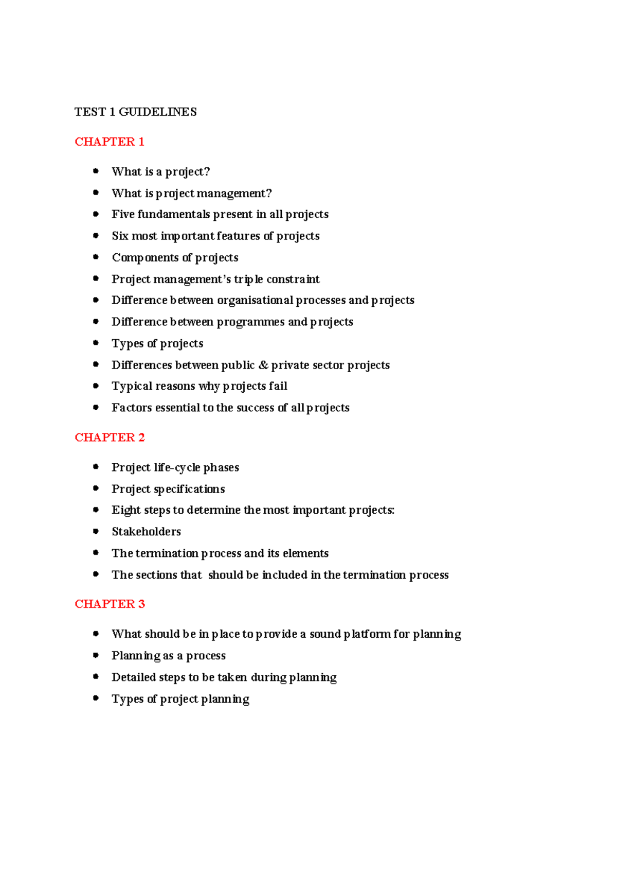 ENT 101 TEST 1 GUIDELINES: Project Management Fundamentals & Phases ...