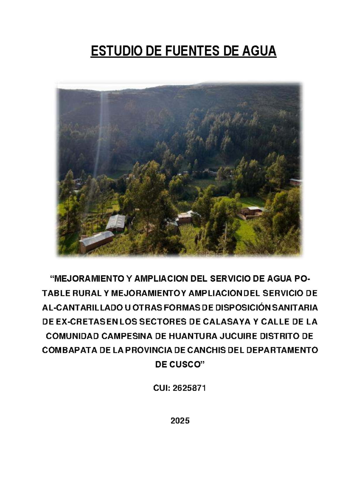Informe de Fuentes de Agua y Ampliación del Servicio de Agua Potable ...