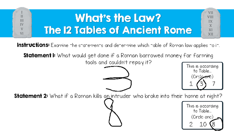12 Tables of Ancient Rome: Law Application Worksheet - Studocu