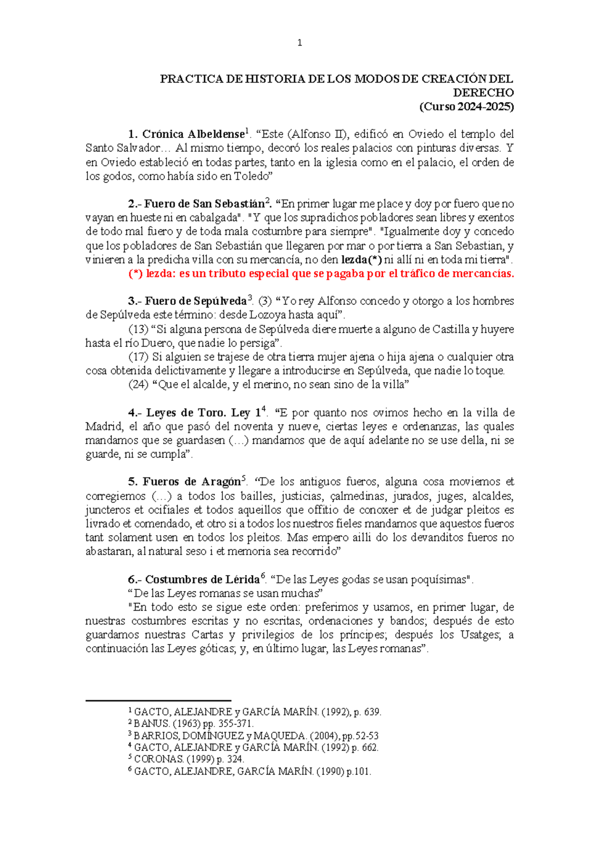 Práctica de Historia de los Modos de Creación del Derecho (Curso 1 ...