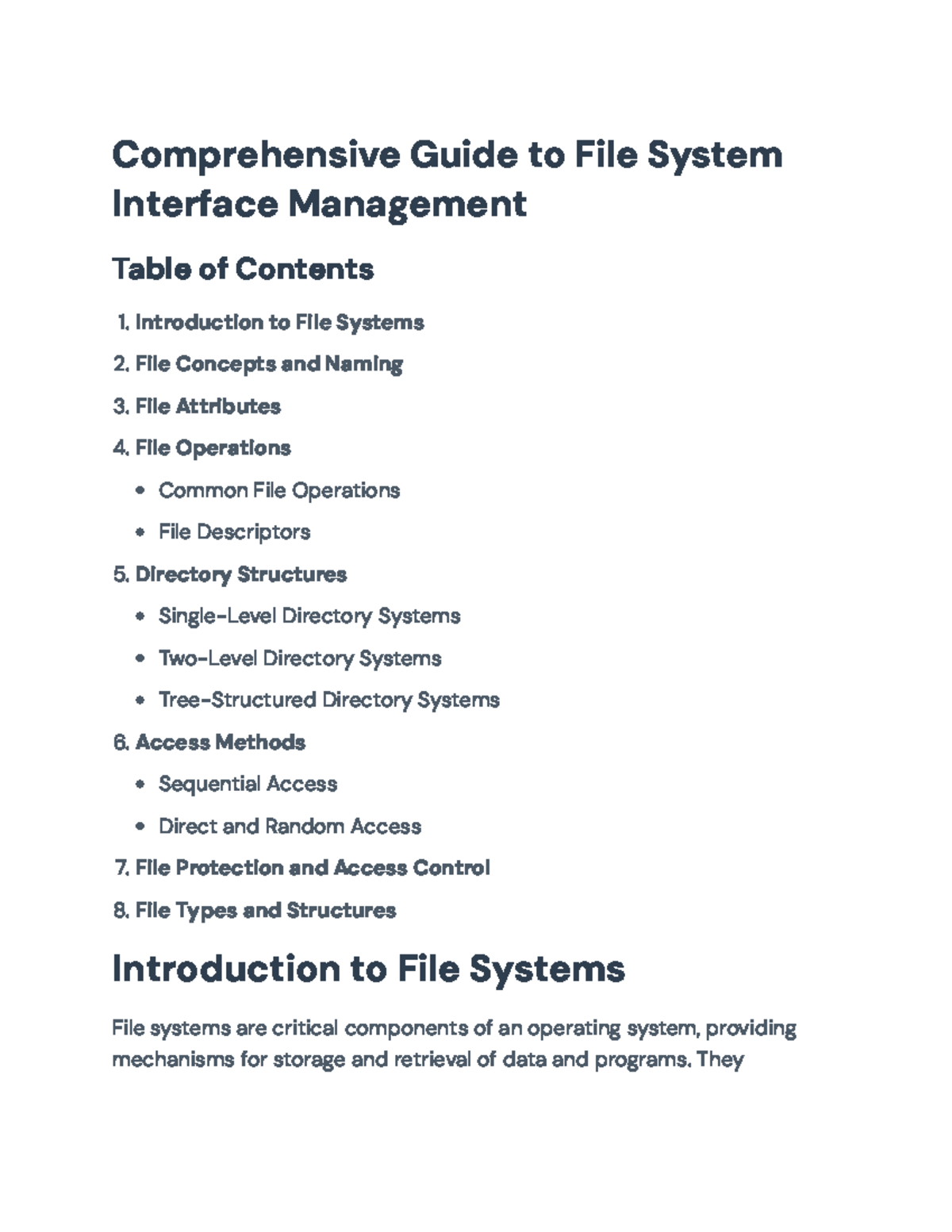 CS101 Final Exam Study Notes: File System Interface Management - Studocu
