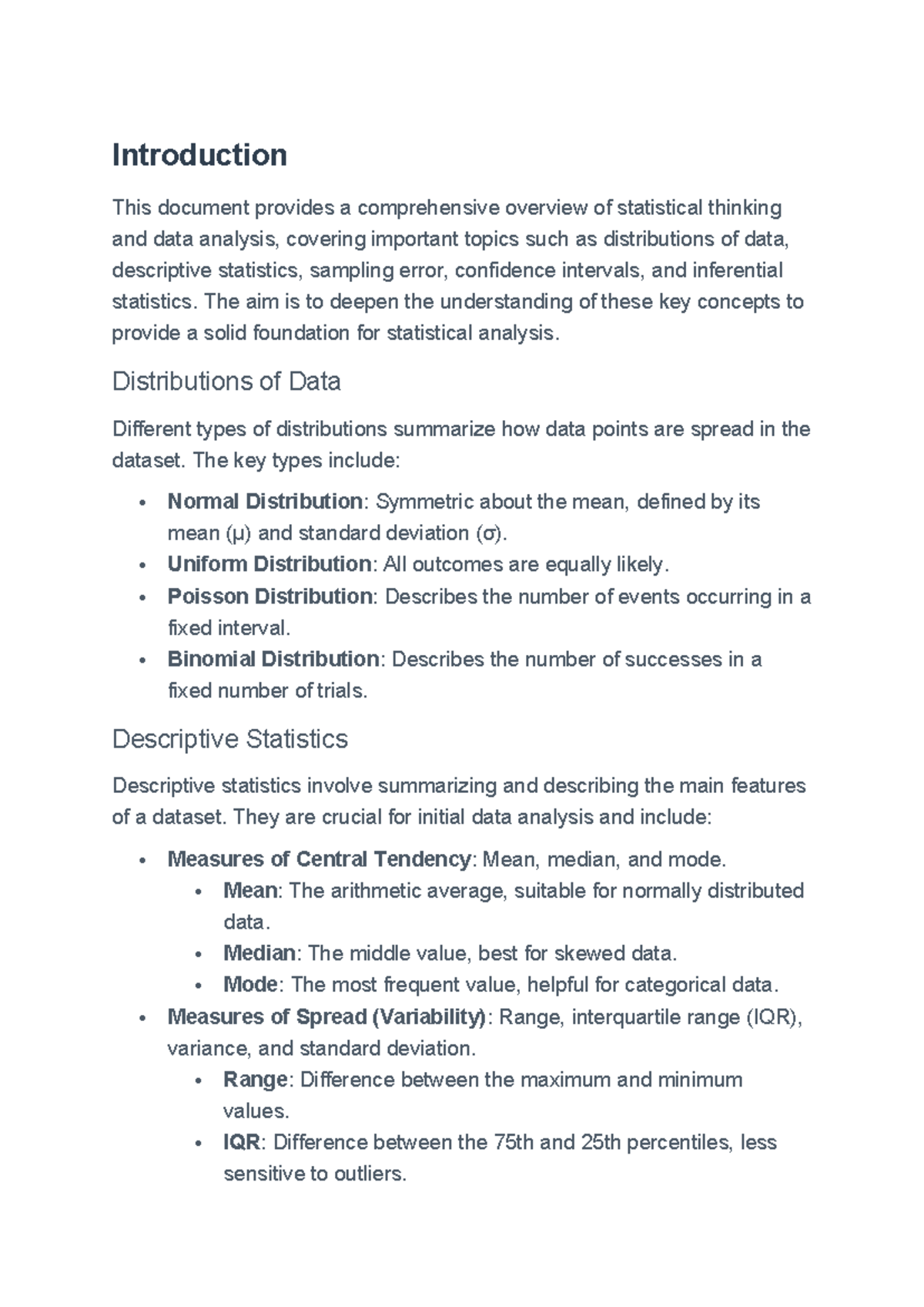 Week 2 summary notes - Overview of week 2 - Introduction This document ...