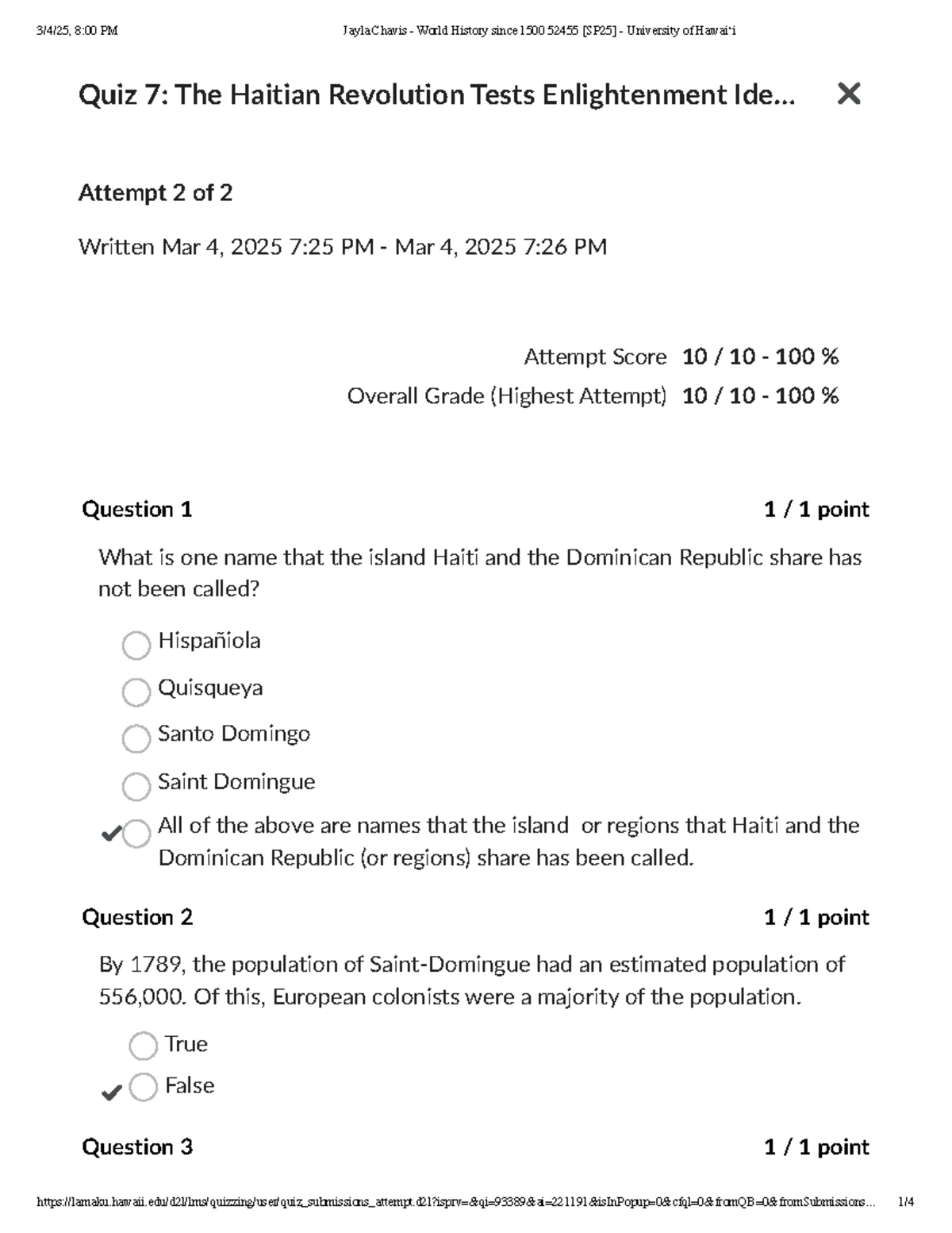 Quiz 7: Haitian Revolution and Enlightenment Ideals - World History ...