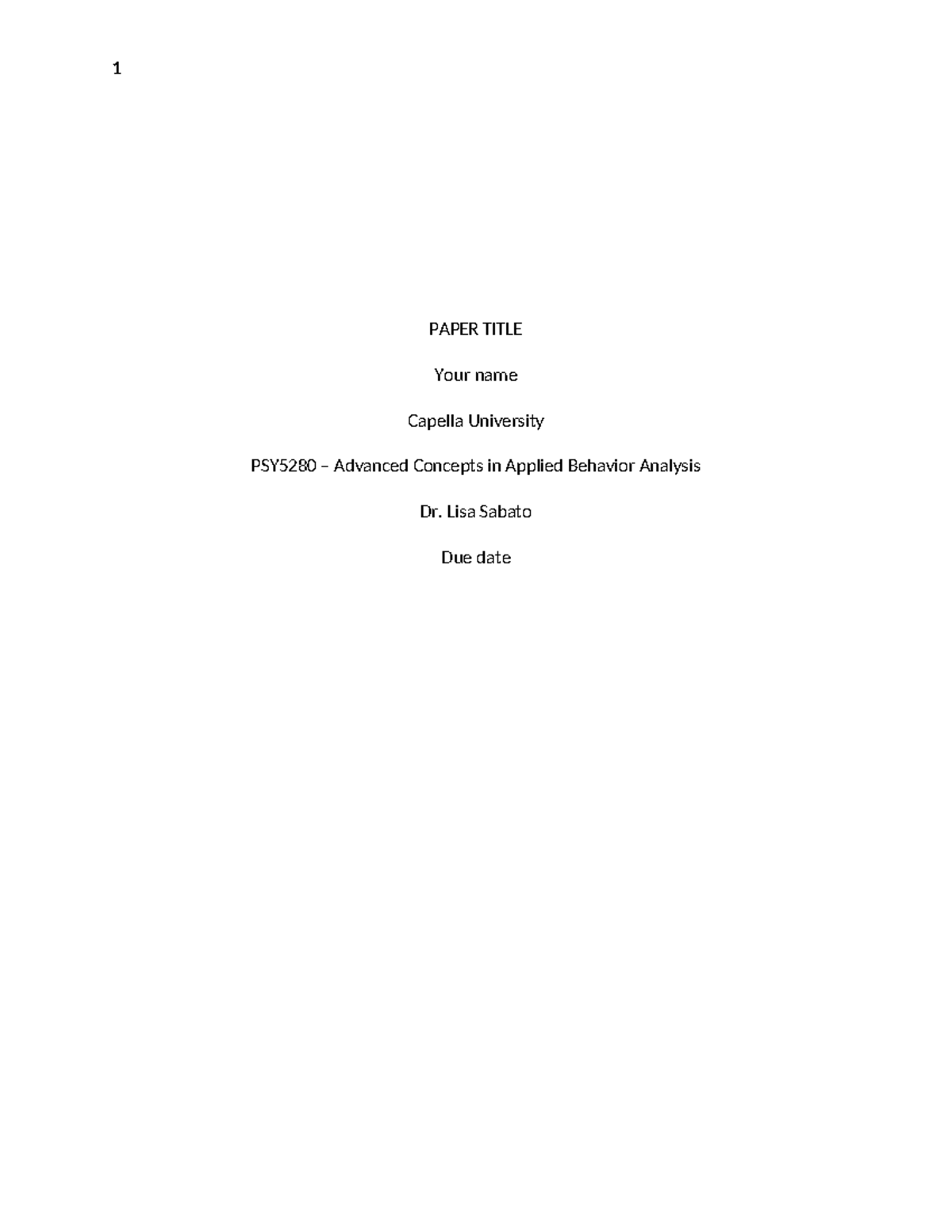 Cf mos and sds template - Assistant - 1 PAPER TITLE Your name Capella ...