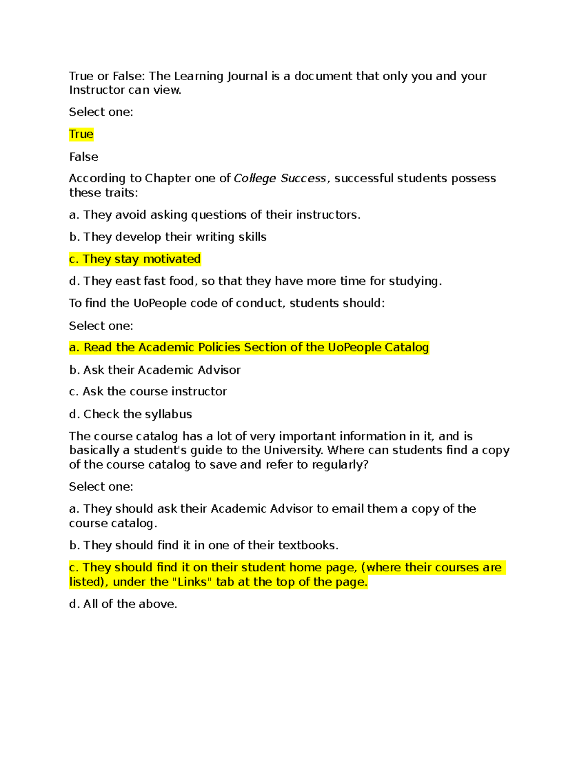 UNIV 1001-01 Quiz - Self-Quiz Questions for Unit 3 Review - Studocu