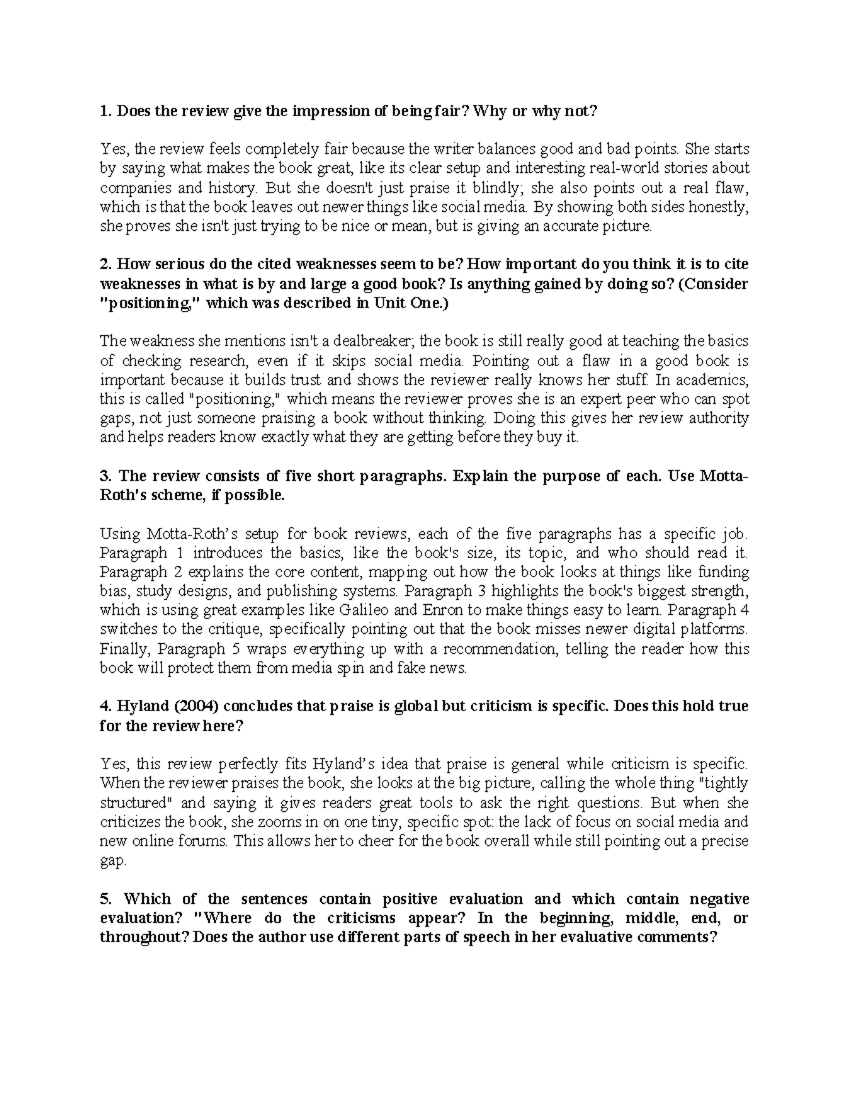 ENG 101 - Book Review Analysis: Fairness, Critique, and Evaluation ...