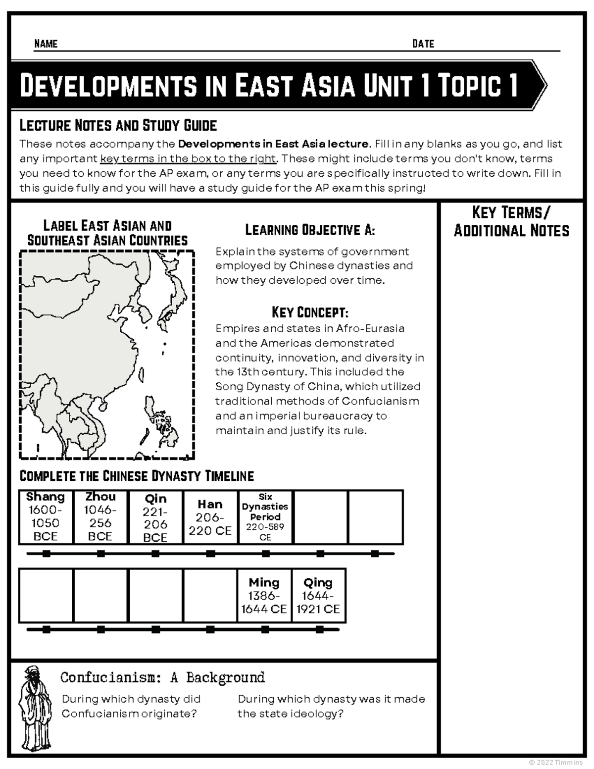 Developments in East Asia (Unit 1, Topic 1) Lecture Notes & Study Guide ...