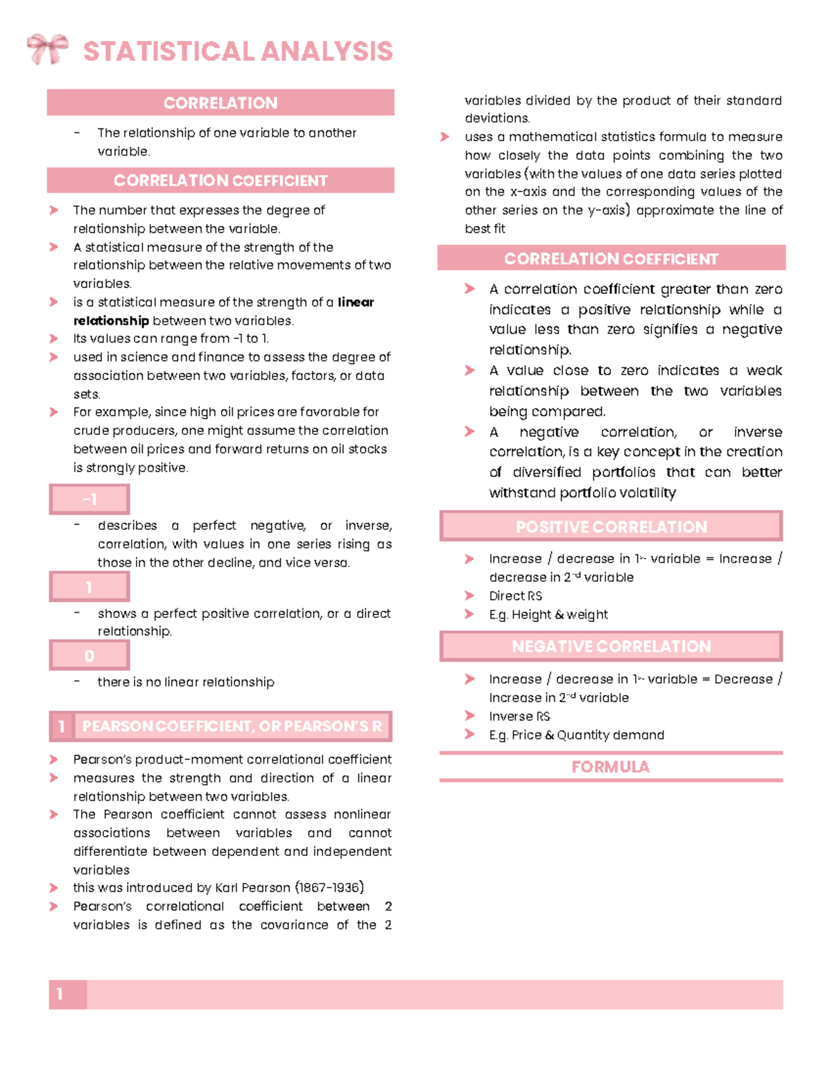Final Exam Notes: Statistical Analysis & Correlation Coefficient (STAT ...