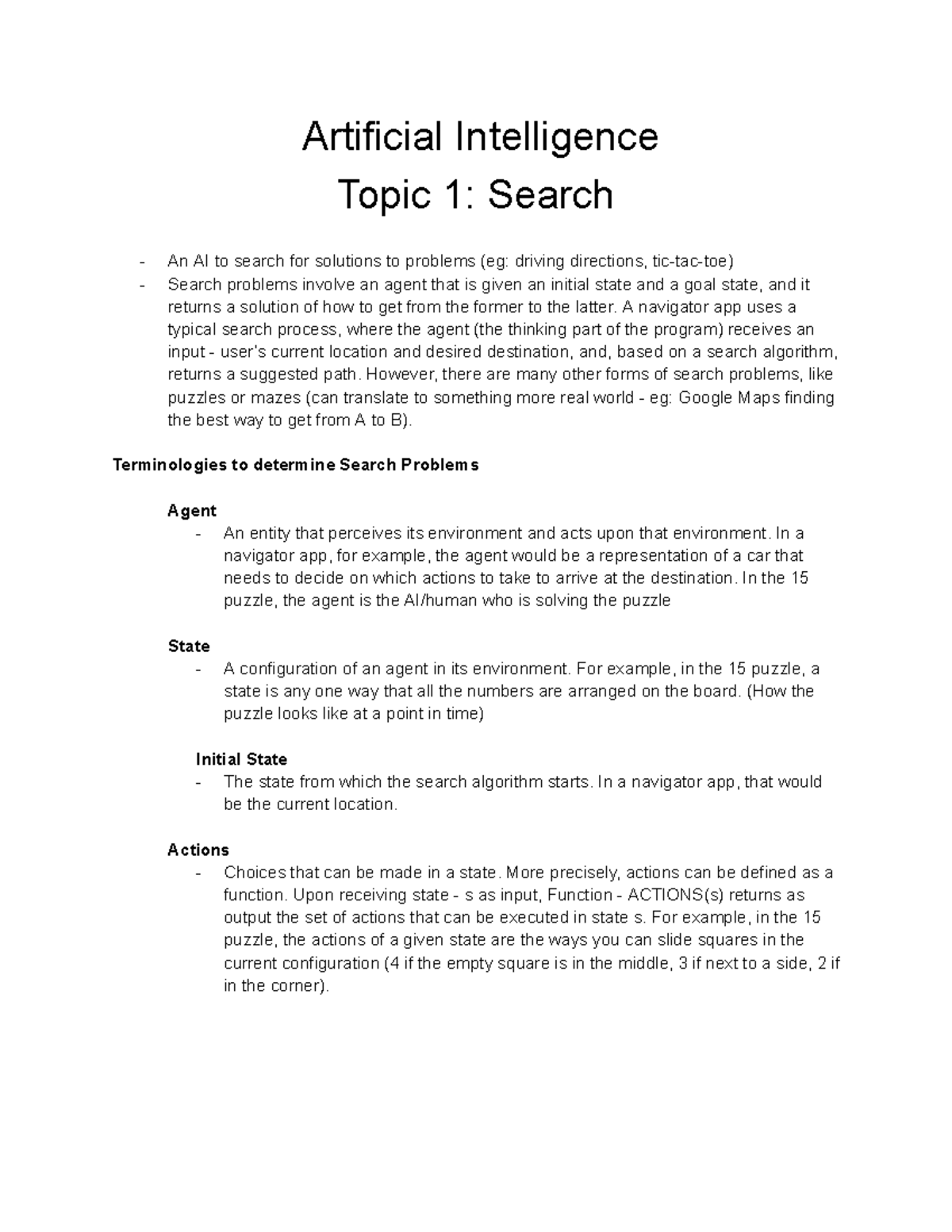 AI & ML: Search Problems in Algorithm Design and Solutions - Studocu