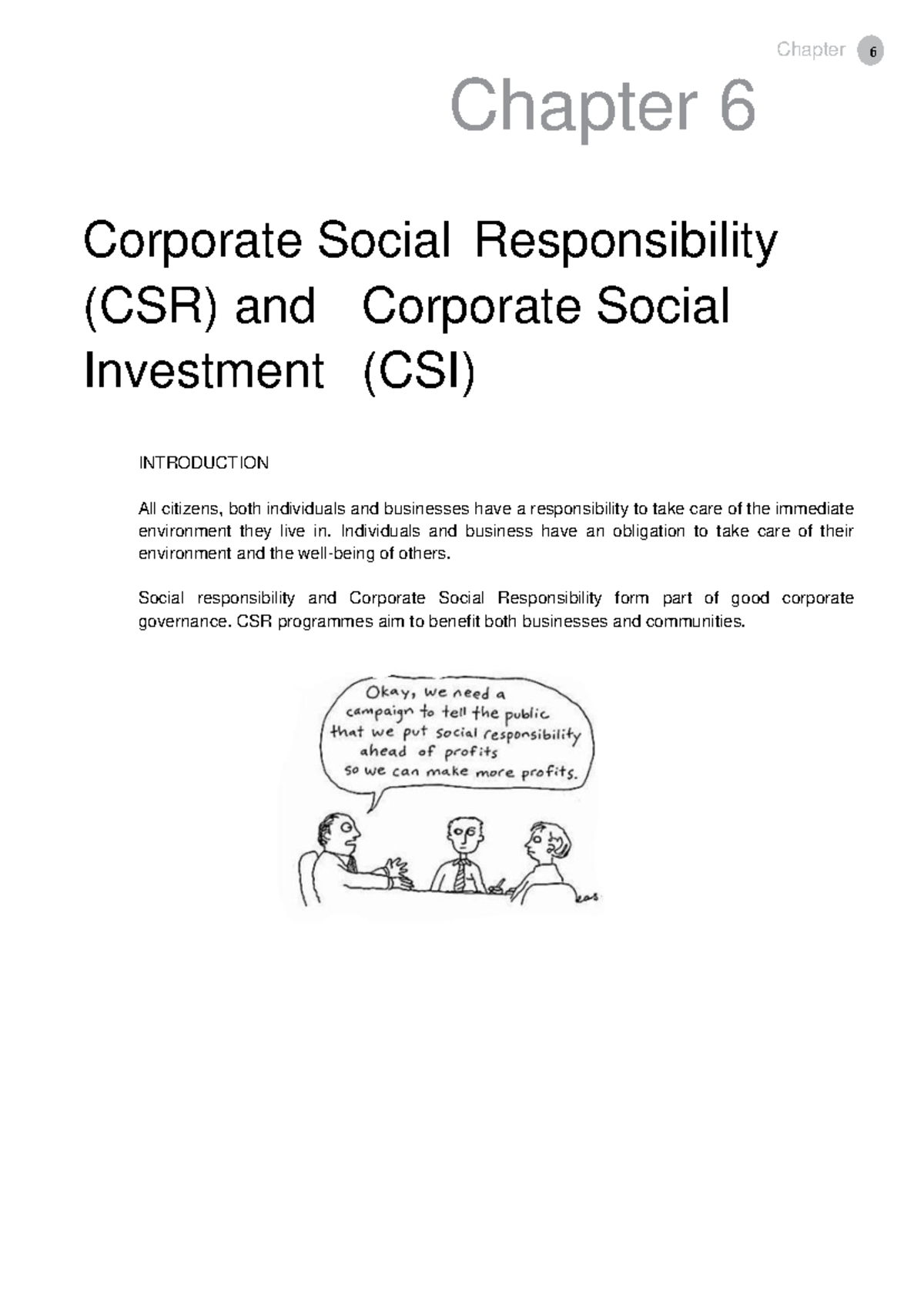 CRS - Corporate Social Responsibility (CSR) Chapter 6 Summary - Studocu