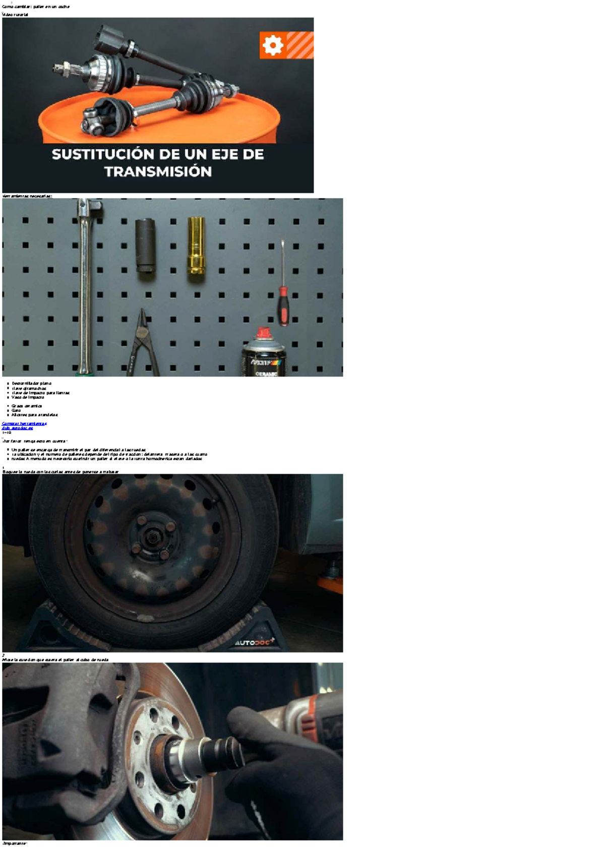 Cómo cambiar el palier en un coche: Guía paso a paso - Studocu