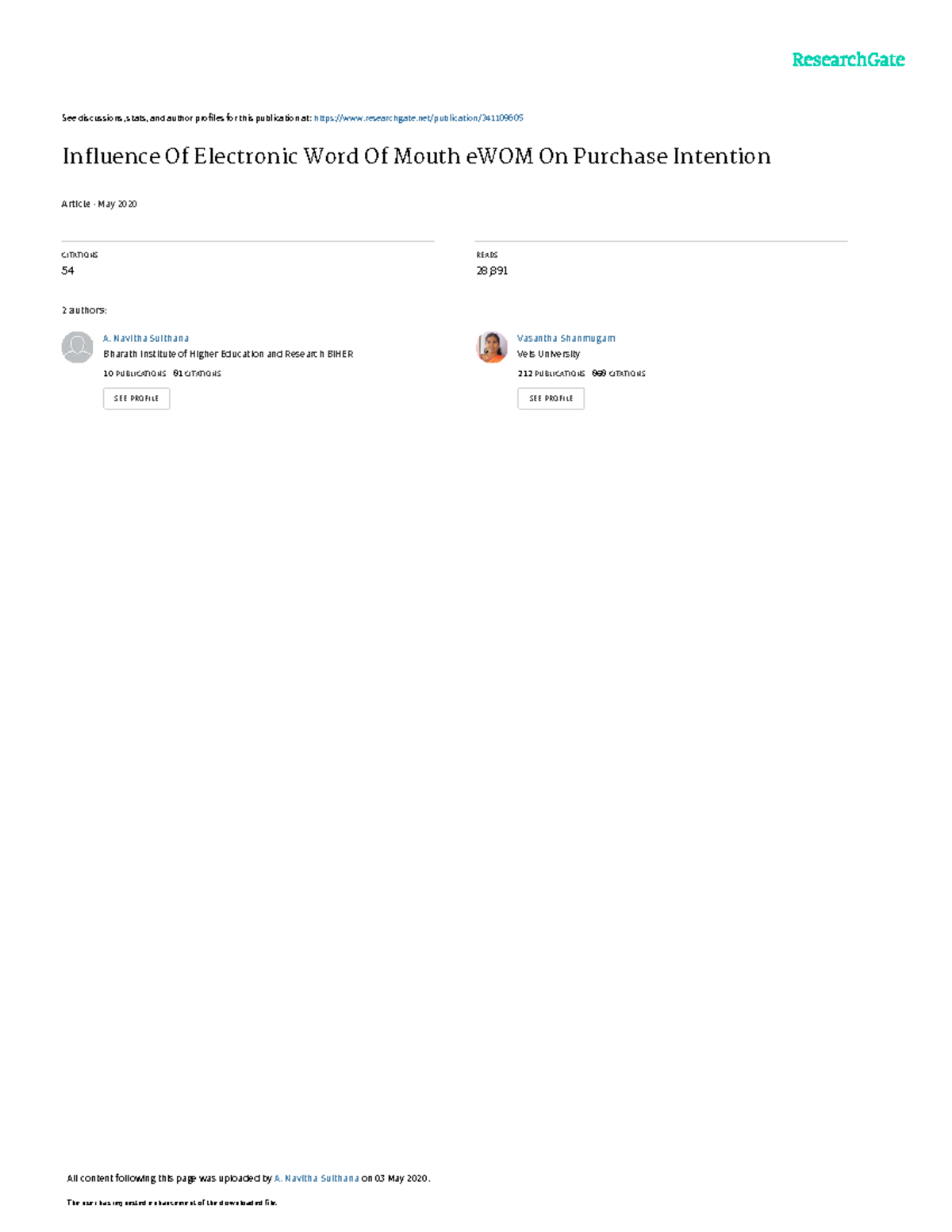 The Influence of eWOM on Purchase Intention: A Comprehensive Study ...