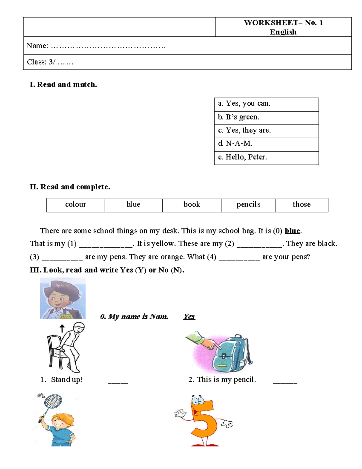 K3 - English 3: Matching & Completion Exercises - Studocu