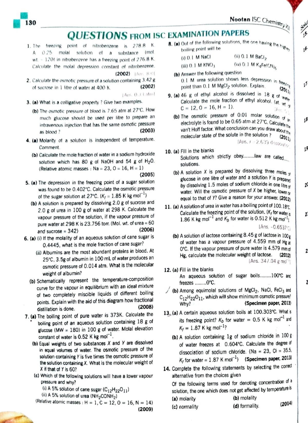 Solution ISC Chemistry 130: Exam Questions & Answers - Studocu