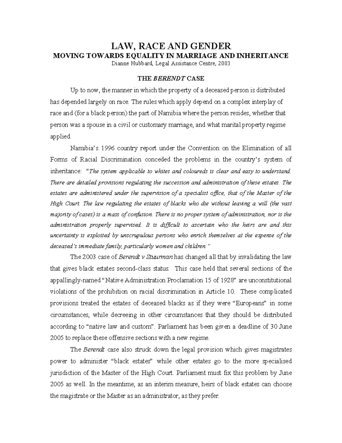 Law Race & Gender: Equality in Marriage & Inheritance Cases Research ...