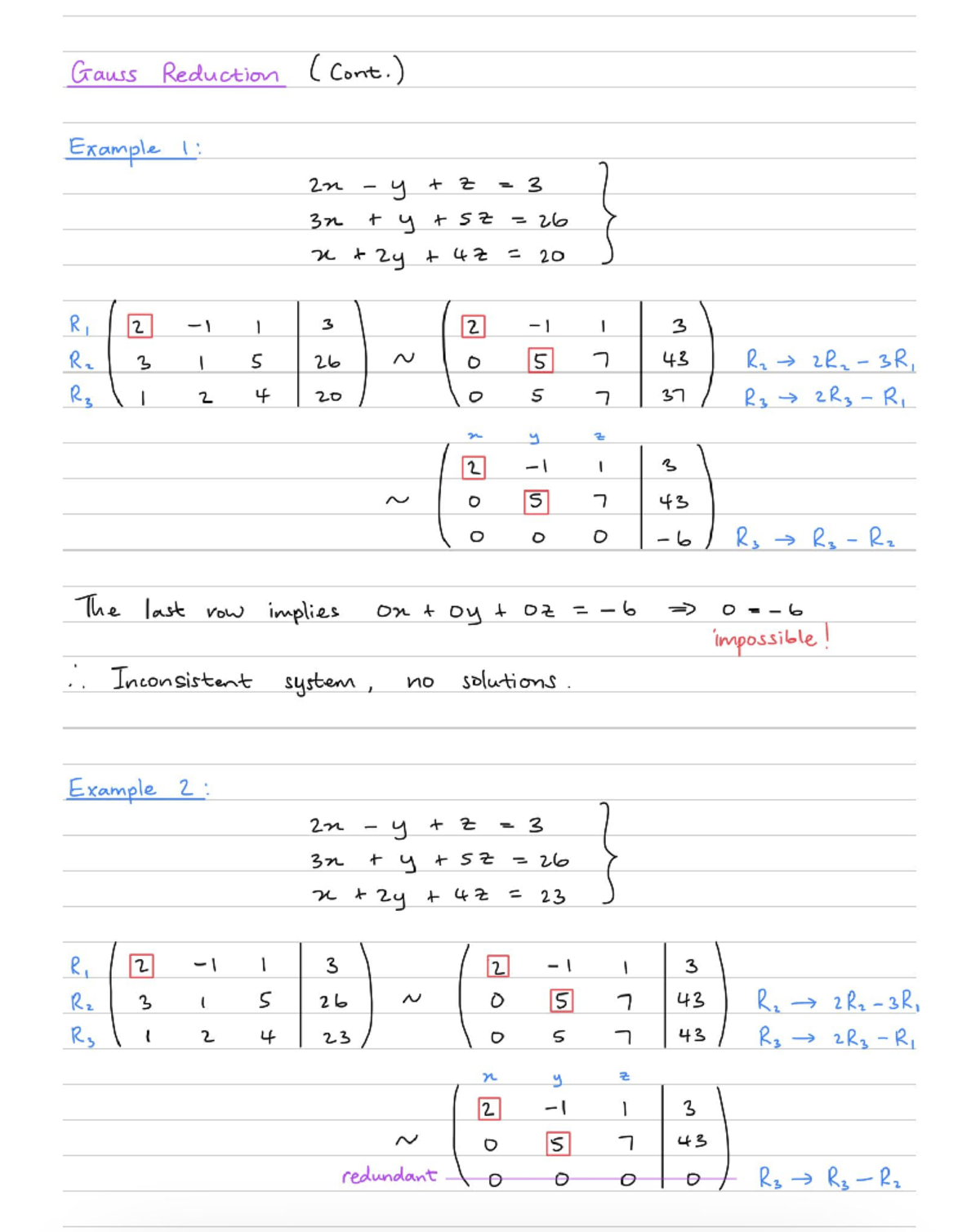 34 - Lecture Notes on Gauss Reduction and Linear Systems - Studocu