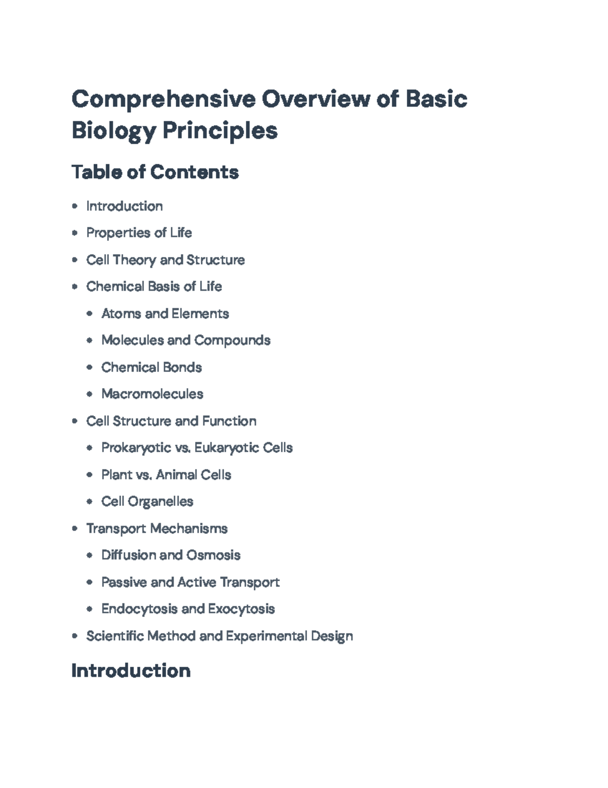 Comprehensive Overview of Basic Biology Principles – Final Exam Study ...