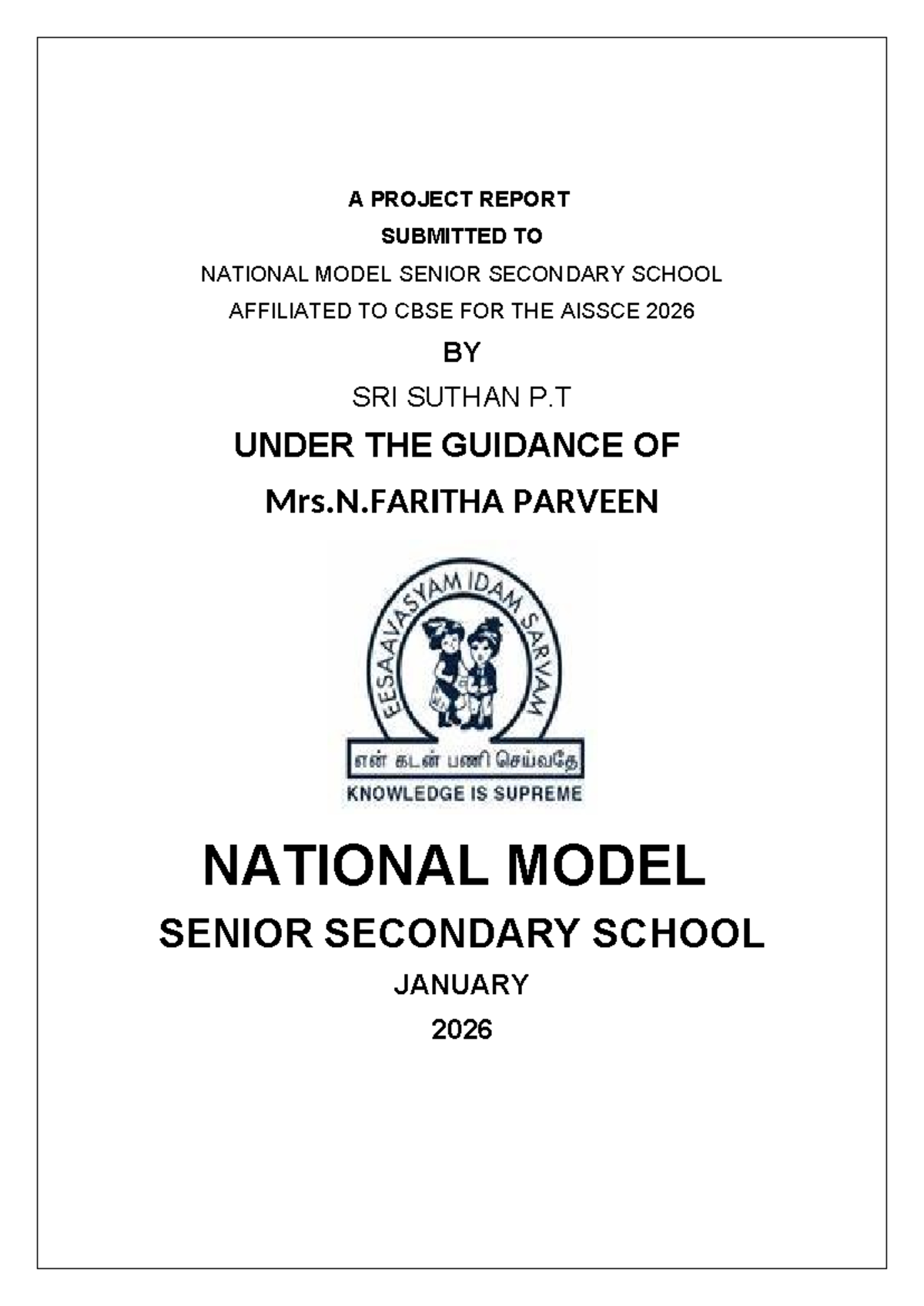 AISSCE 2026 Computer Science Project Report by Sri Suthan P.T. - Studocu