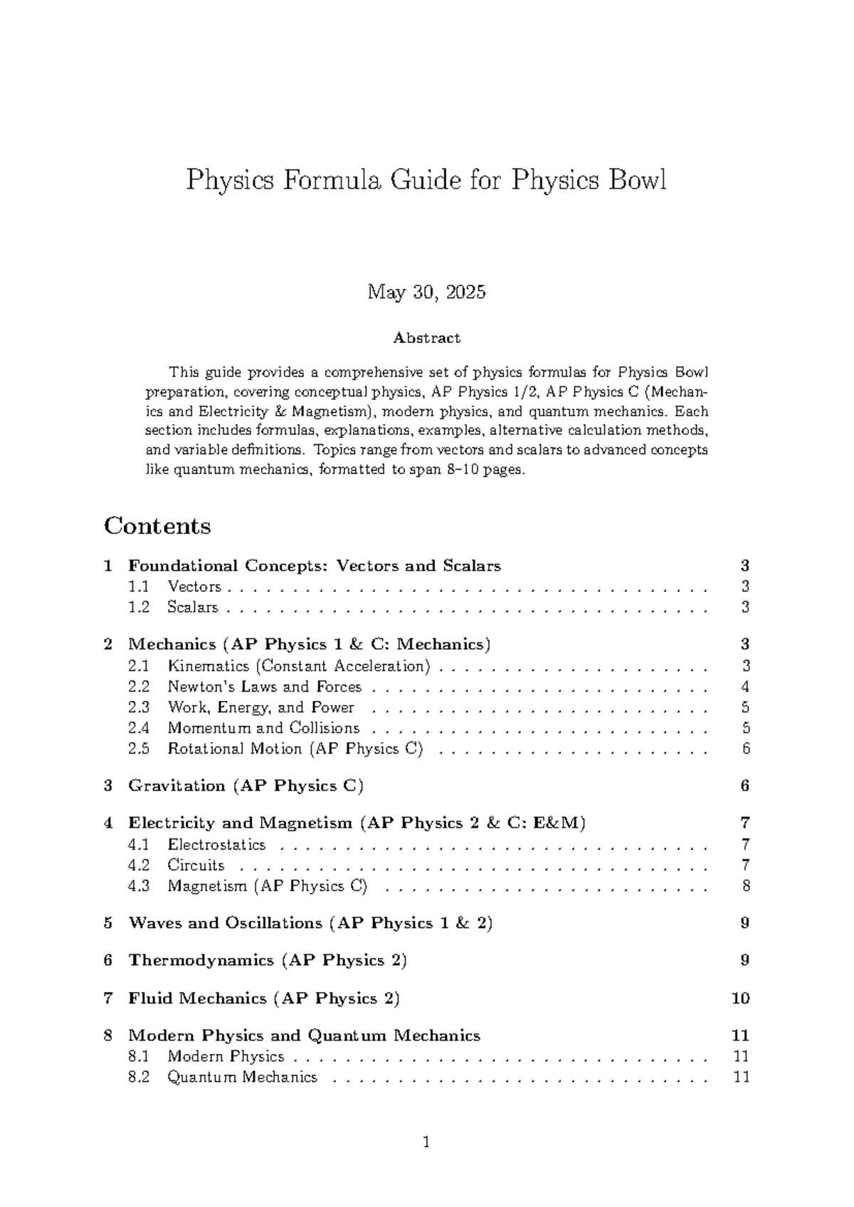 Physics Formula Guide for AP Physics: Comprehensive Formulas & Examples ...