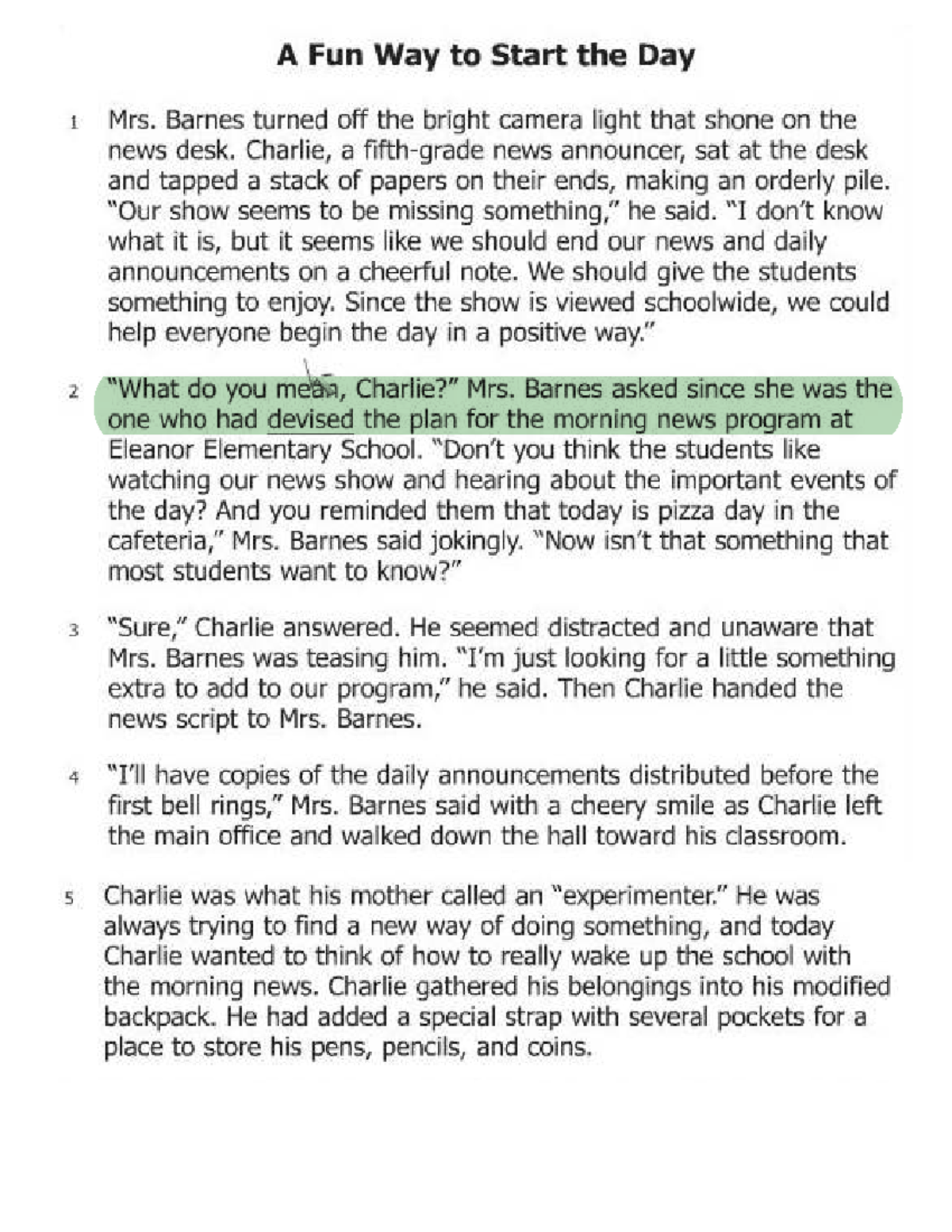 Eleanor Elementary Morning News: A Fun Start to the Day (SOL 5-8) - Studocu