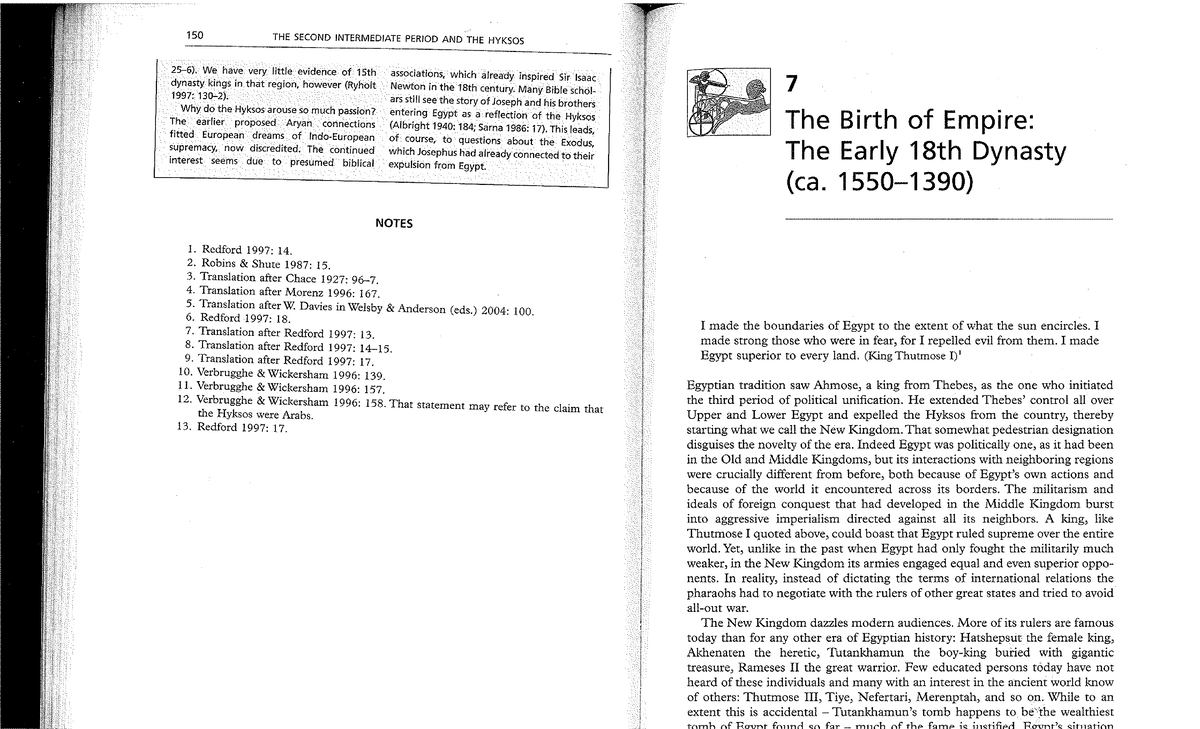 150 THE BIRTH OF EMPIRE: THE EARLY 18TH DYNASTY IN EGYPT - Studocu