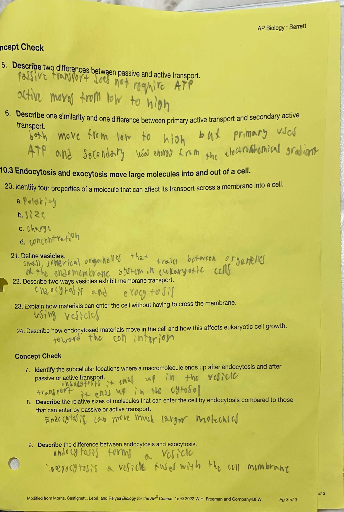Unit 2 Cell Structure and Function Module 10 Page 3 - AP Biology ...
