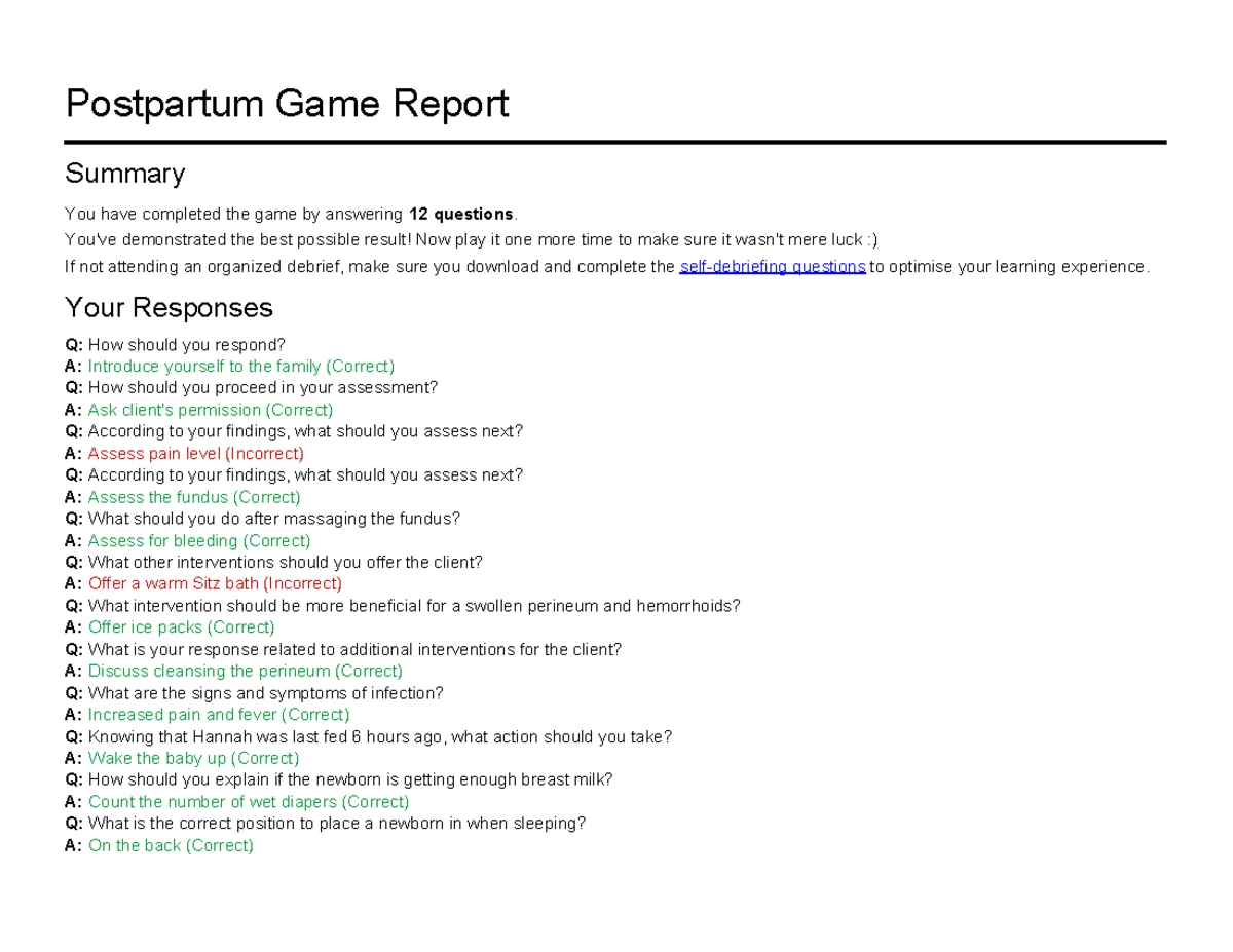 TeamWorks! Game Simulation Summary Report and Feedback Analysis - Studocu